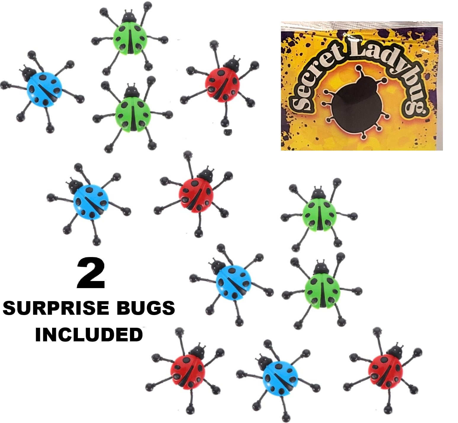 Wall Climbing Ladybug Bug Insect Toy 2 Pack 14 Piece with 2 Surprise ...