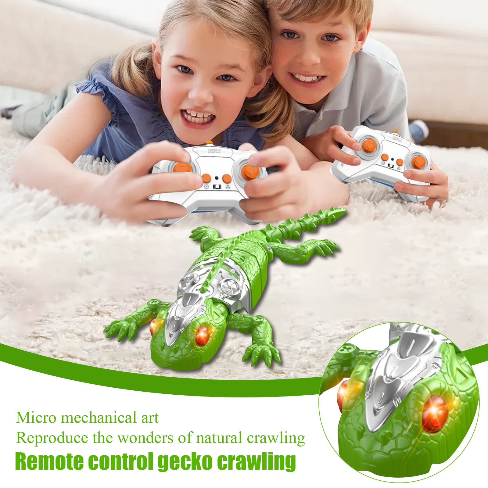 Wall Climbing Lizard, Rechargeable Remote Control Lizards Toy with LED ...