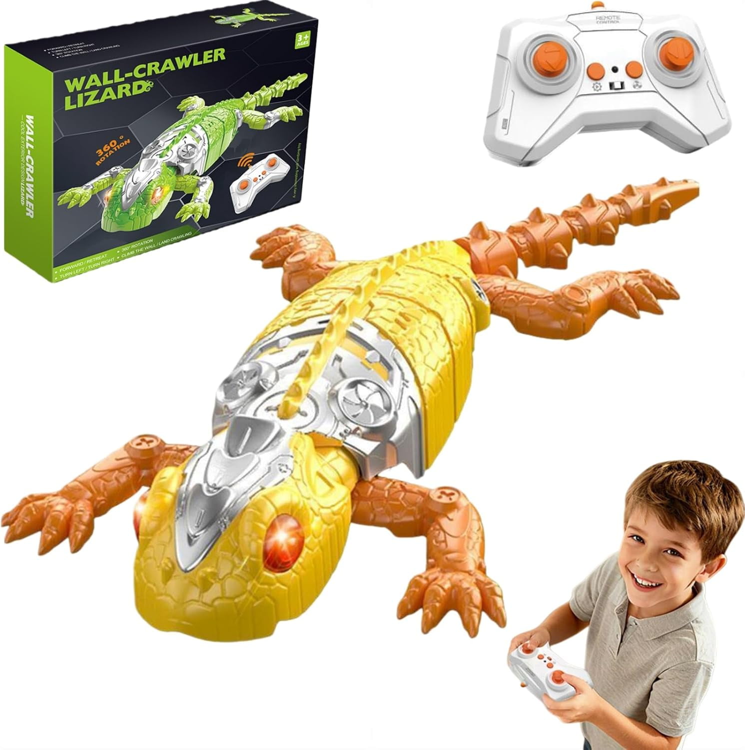 Wall Climbing Lizard,Rechargeable Remote Control Lizards Toy with LED ...
