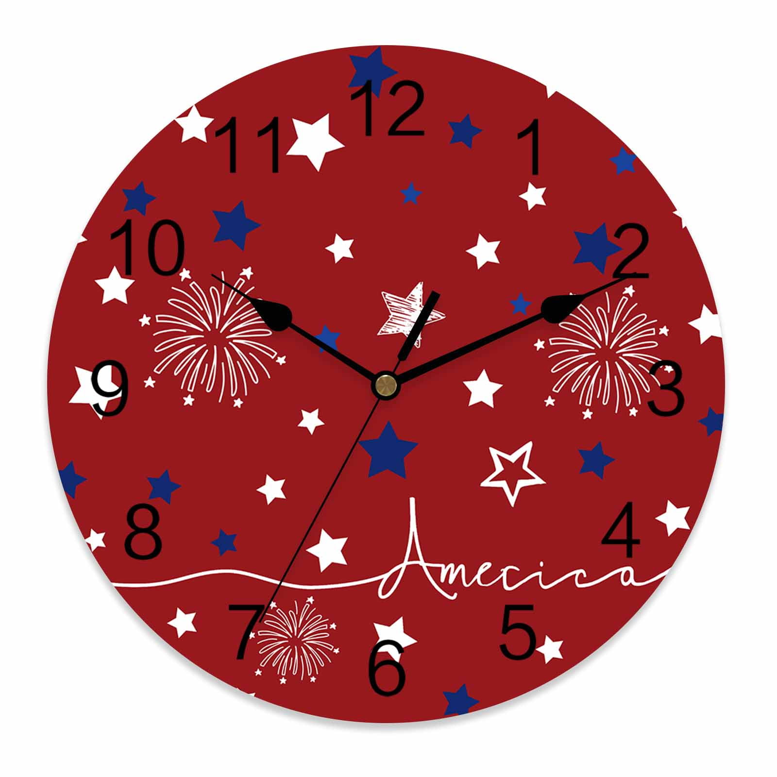 Wall Clock 10 Inch 4th of July Round Silent Decorative Wall Clocks ...