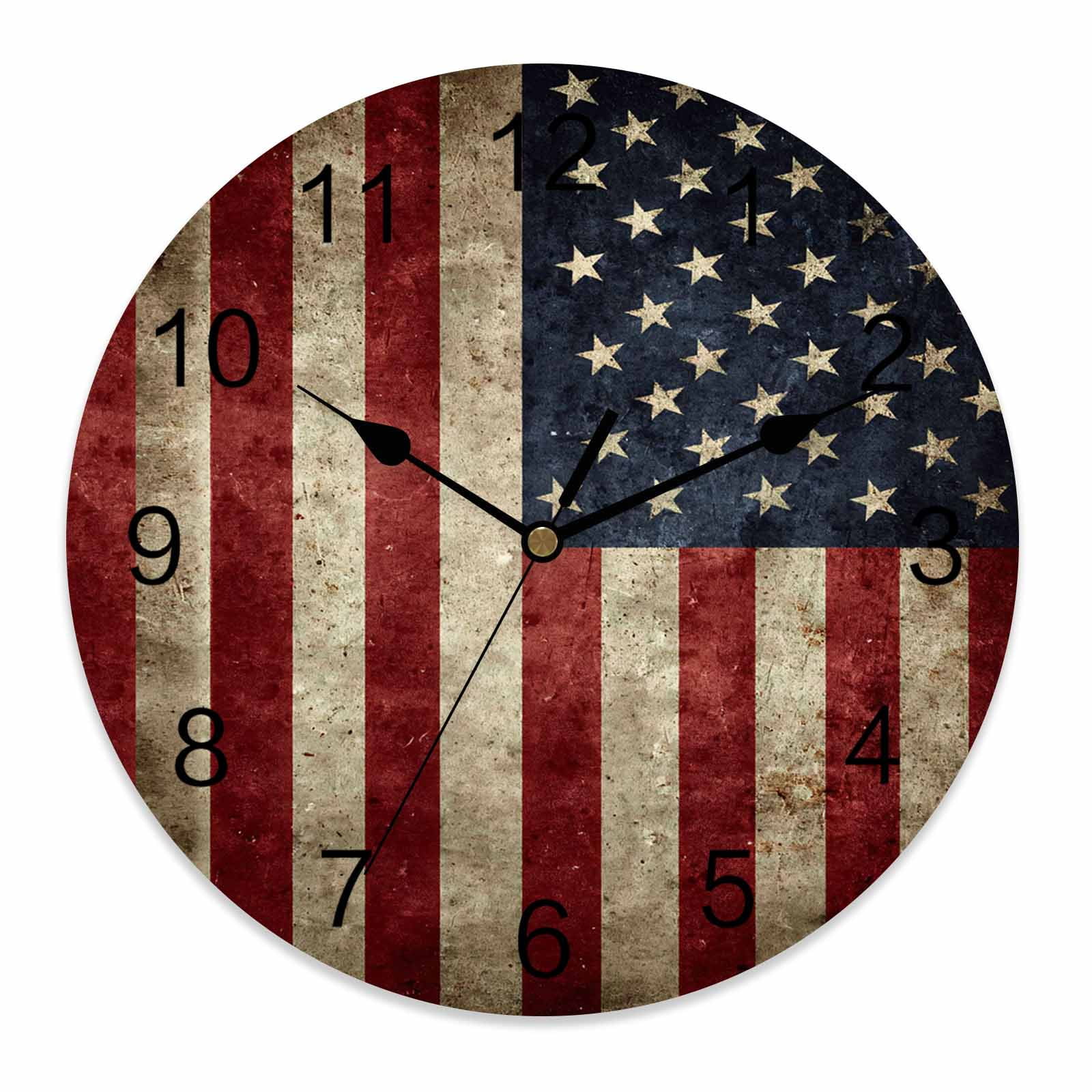 Wall Clock 10 Inch 4th of July Round Silent Decorative Wall Clocks ...