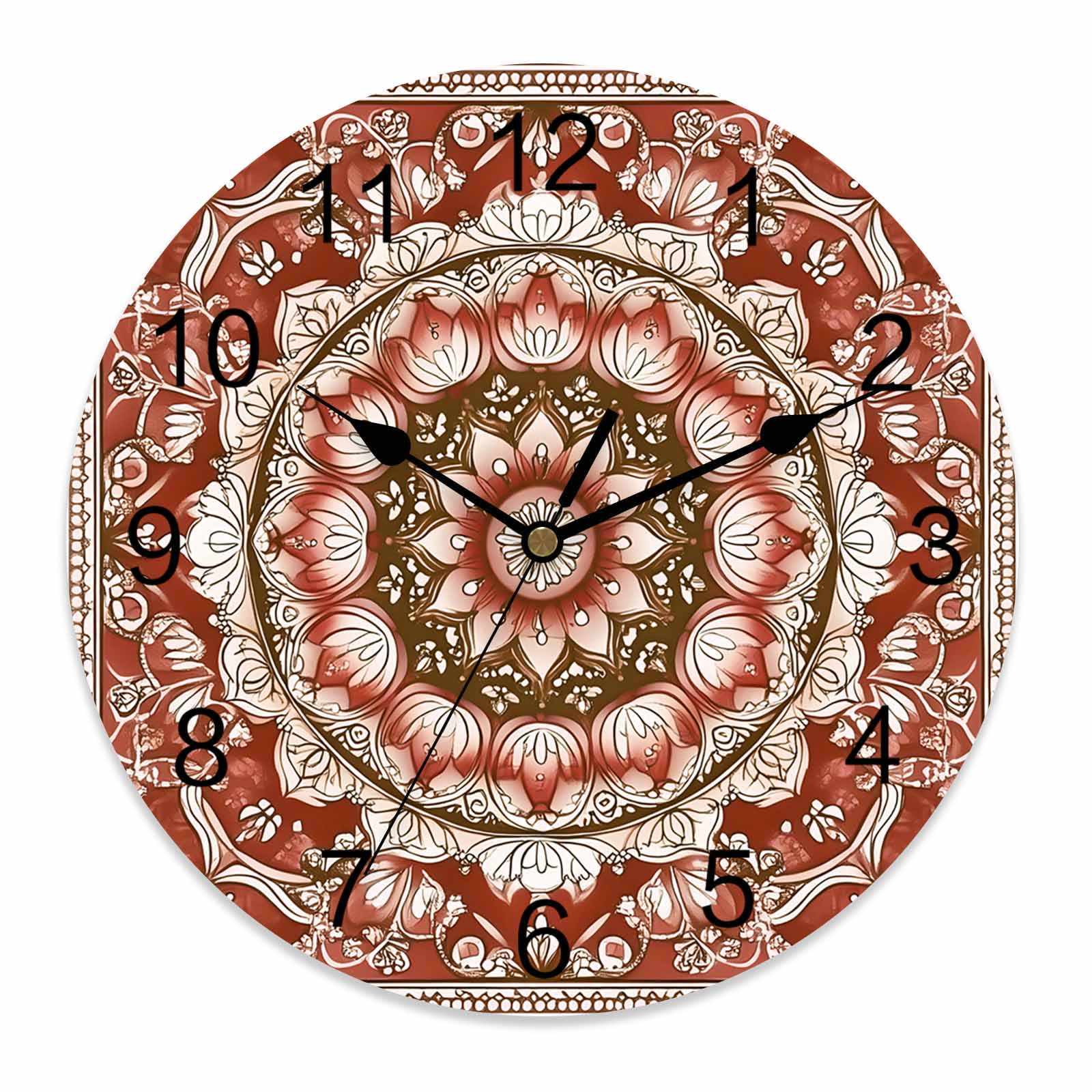 Wall Clock 10 Inch Boho Retro Round Silent Decorative Wall Clocks ...