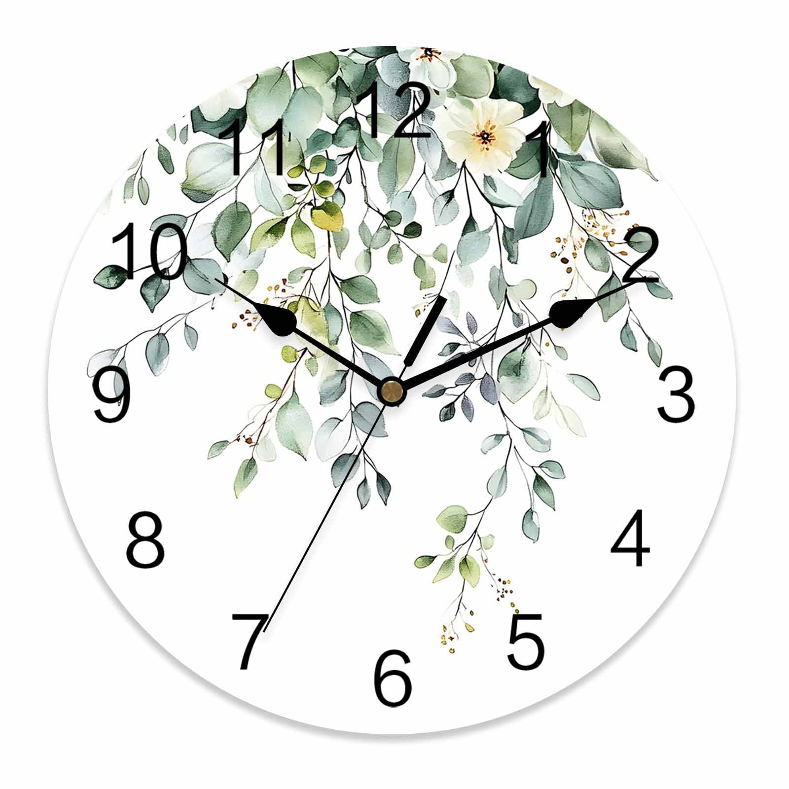 Wall Clock 10 Inch Botanical Boho Floral Round Silent Decorative Wall ...