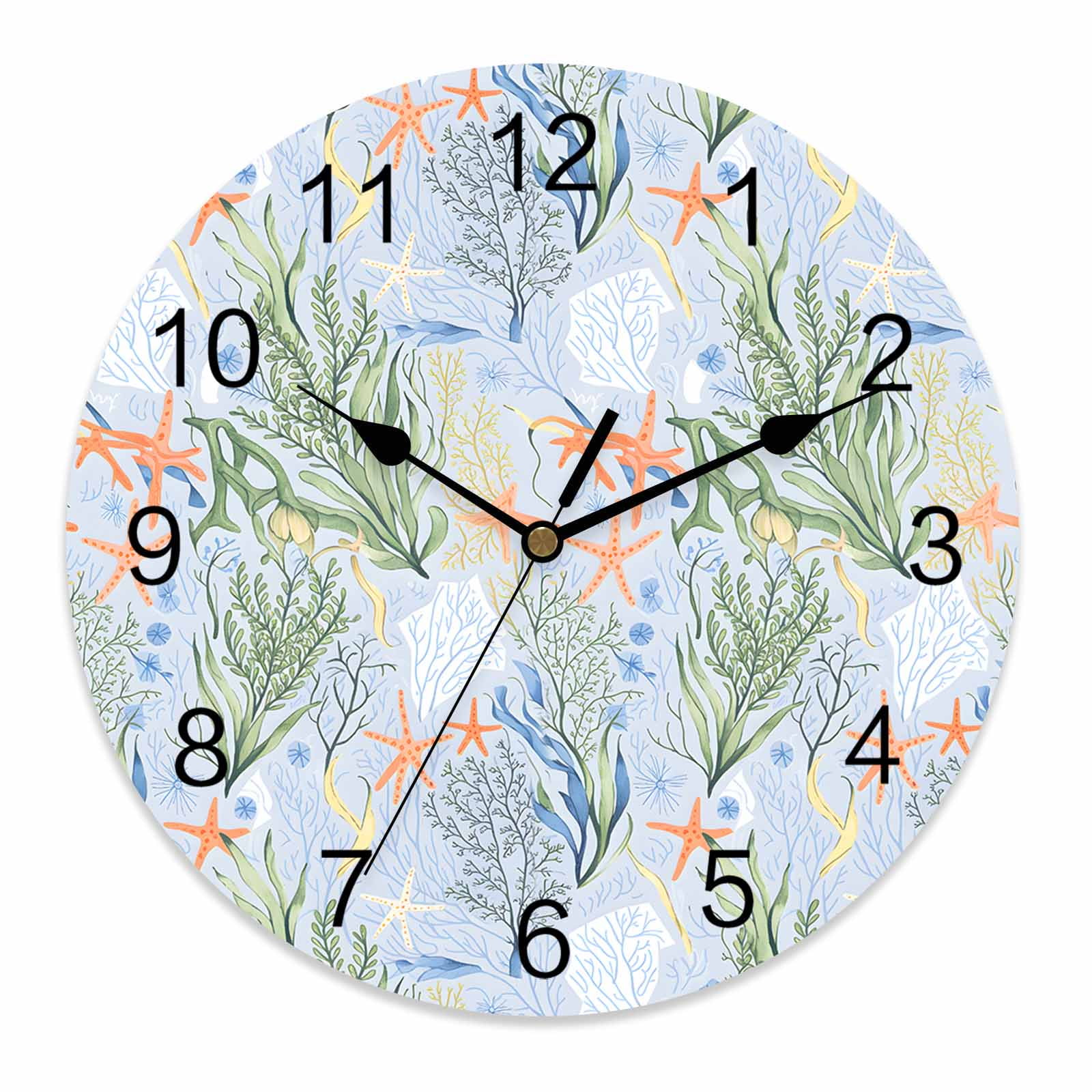 Wall Clock 10 Inch Coastal Ocean Round Silent Decorative Wall Clocks ...