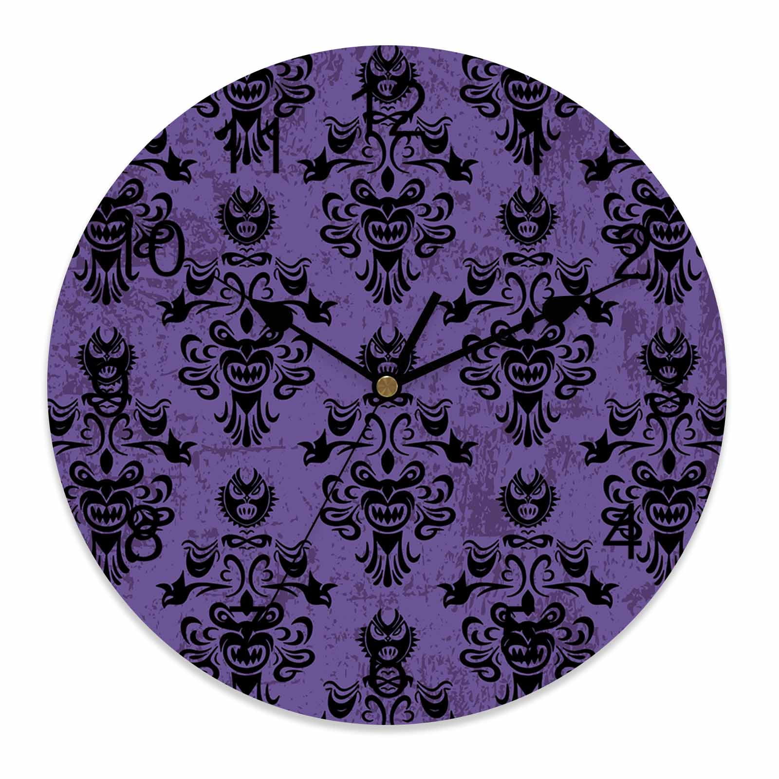 Wall Clock 10 Inch Halloween Haunted House Grimace Round Silent ...