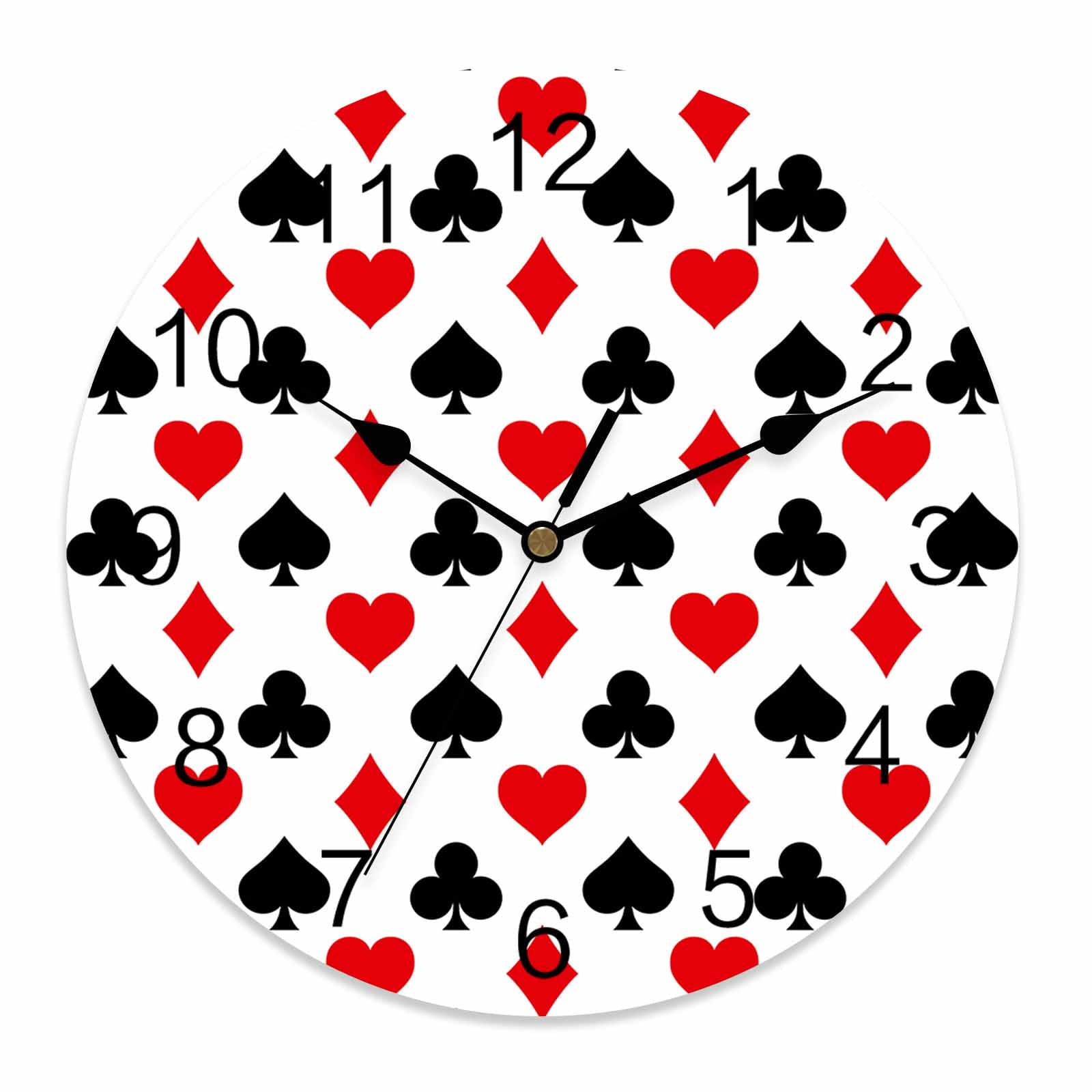 Wall Clock 10 Inch Poker Game Texture Round Silent Decorative Wall ...