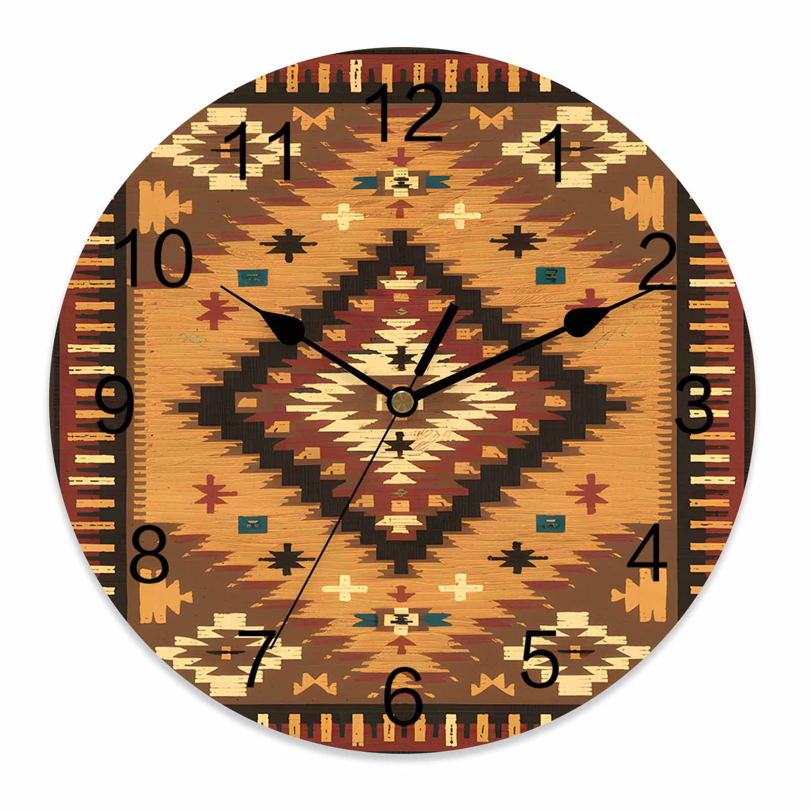 Wall Clock 10 Inch Retro Boho Round Silent Decorative Wall Clocks ...
