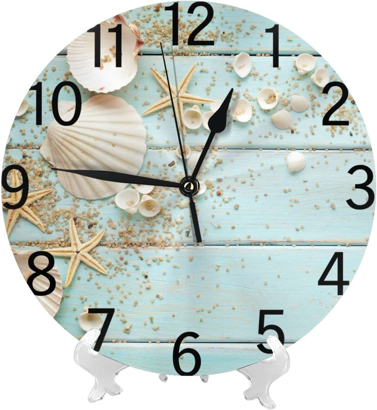 Wall Clock 10 Inch Shell Ocean Theme Arabic Numeral Non Ticking Silent ...