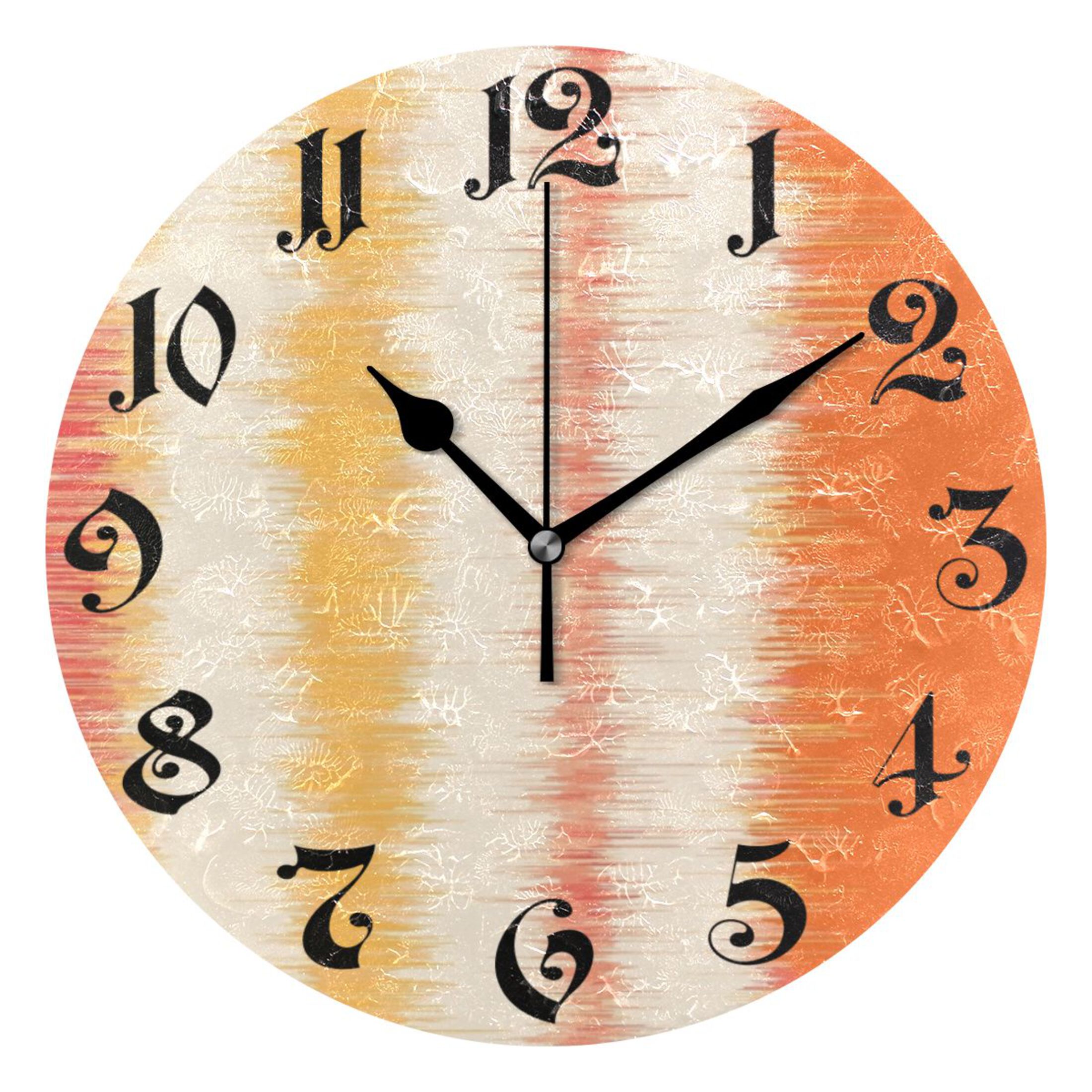 Wall Clock 10 Inch Silent Non-Ticking 8 Abstract Tie Dye Stripe Battery ...