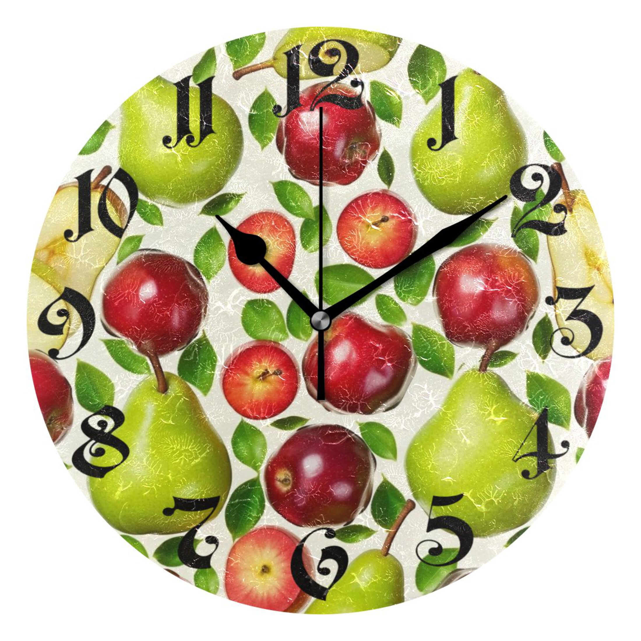 Wall Clock 10 Inch Silent Non-Ticking 8 Apples and Pears Battery ...