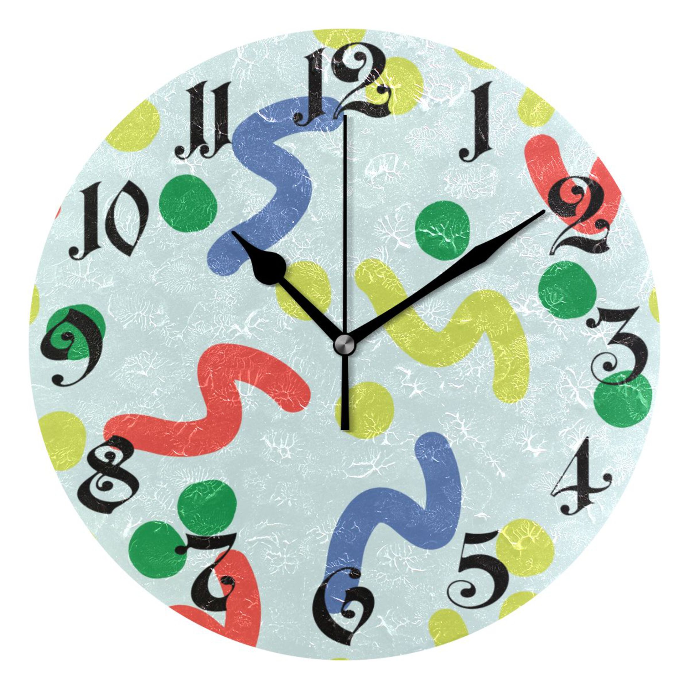 Wall Clock 10 Inch Silent Non-Ticking 8 Blue and Yellow Green Battery ...