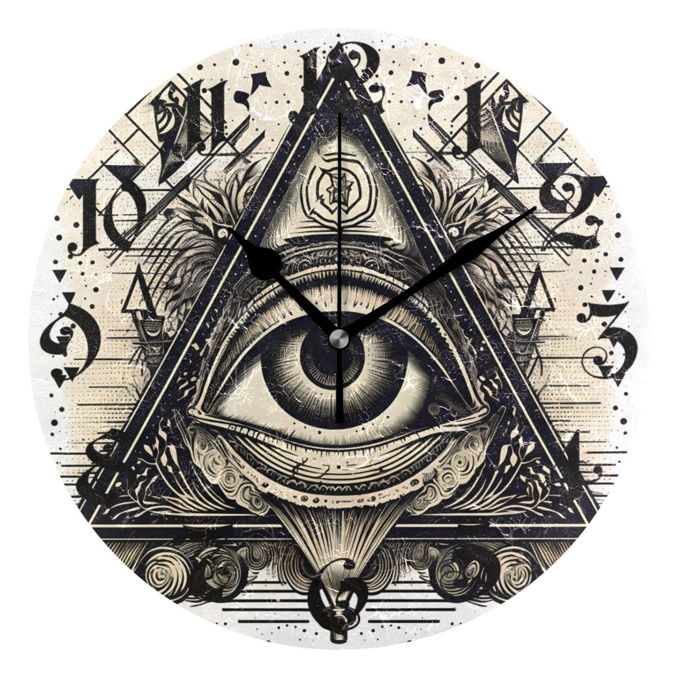 Wall Clock 10 Inch Silent Non-Ticking 8 Bohomia Eyes Battery Operated ...