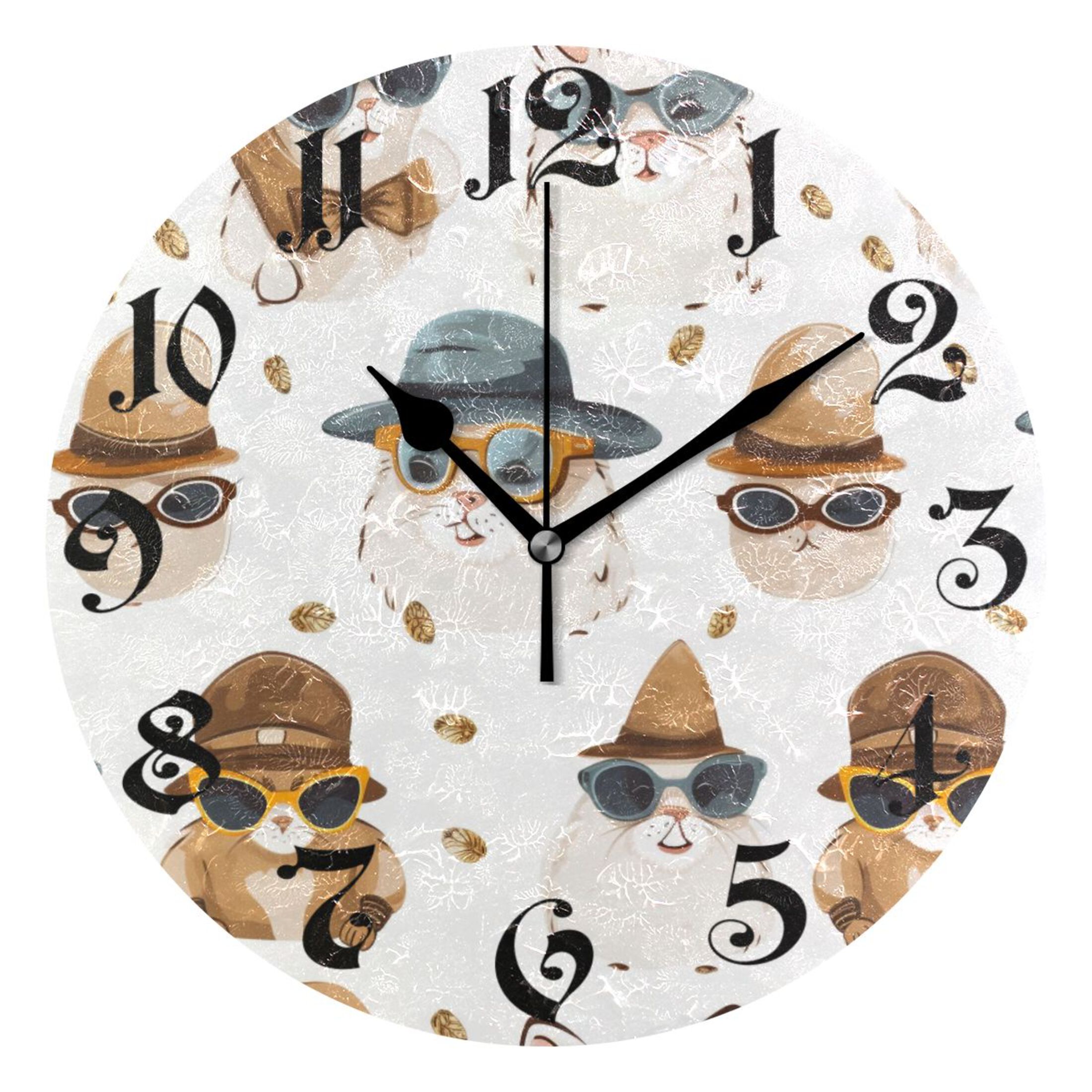 Wall Clock 10 Inch Silent Non-Ticking 8 Cool Rabbit Battery Operated ...