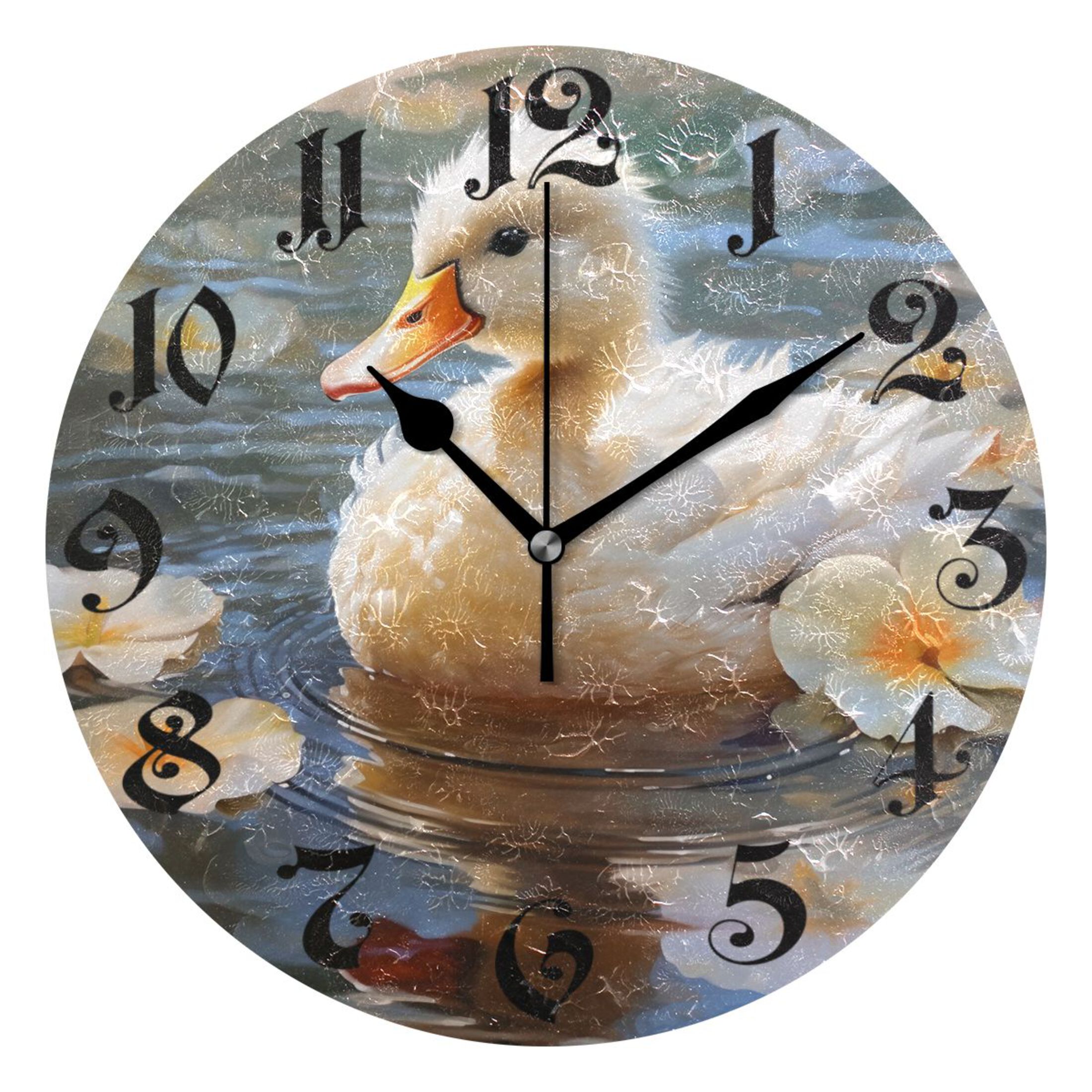 Wall Clock 10 Inch Silent Non-Ticking 8 Duck on Water Battery Operated ...