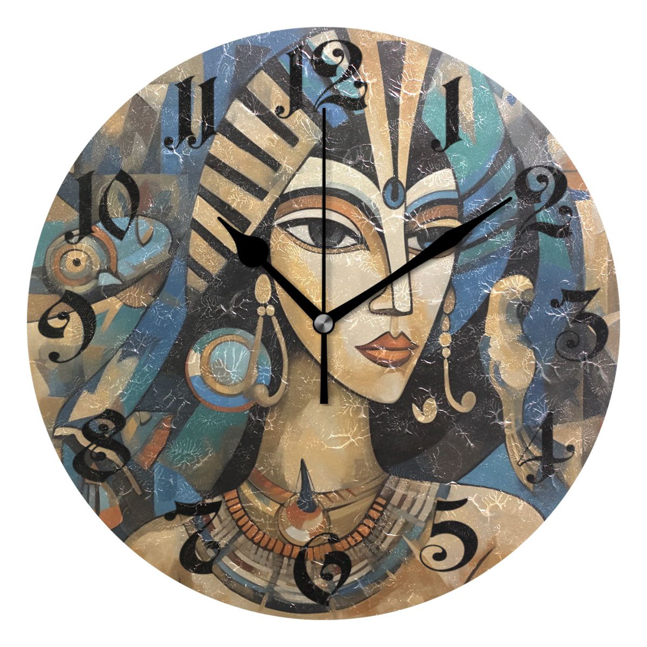 Wall Clock 10 Inch Silent Non-Ticking 8 Indian Women Print Battery ...