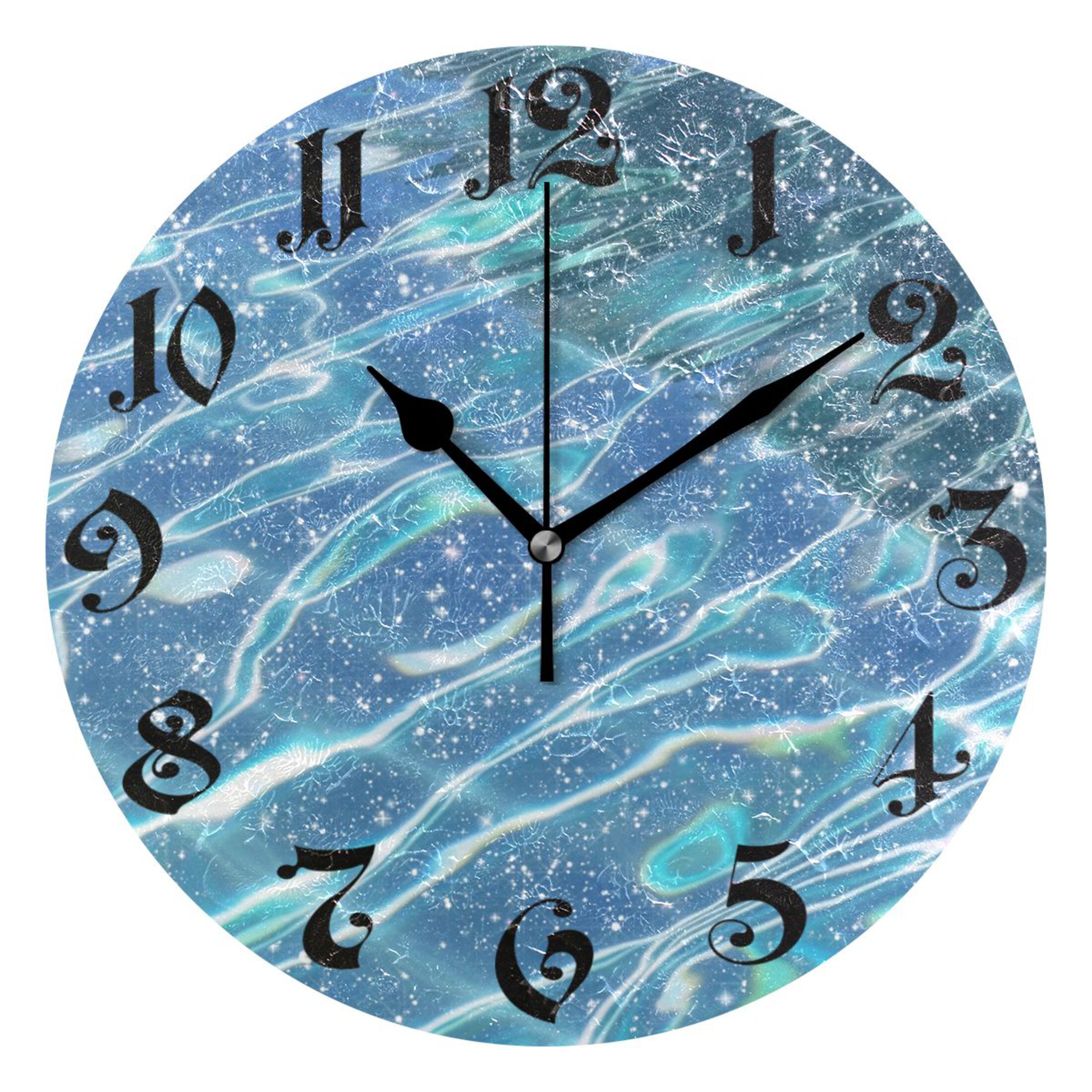 Wall Clock 10 Inch Silent Non-Ticking 8 Watercolor with Blue Battery ...
