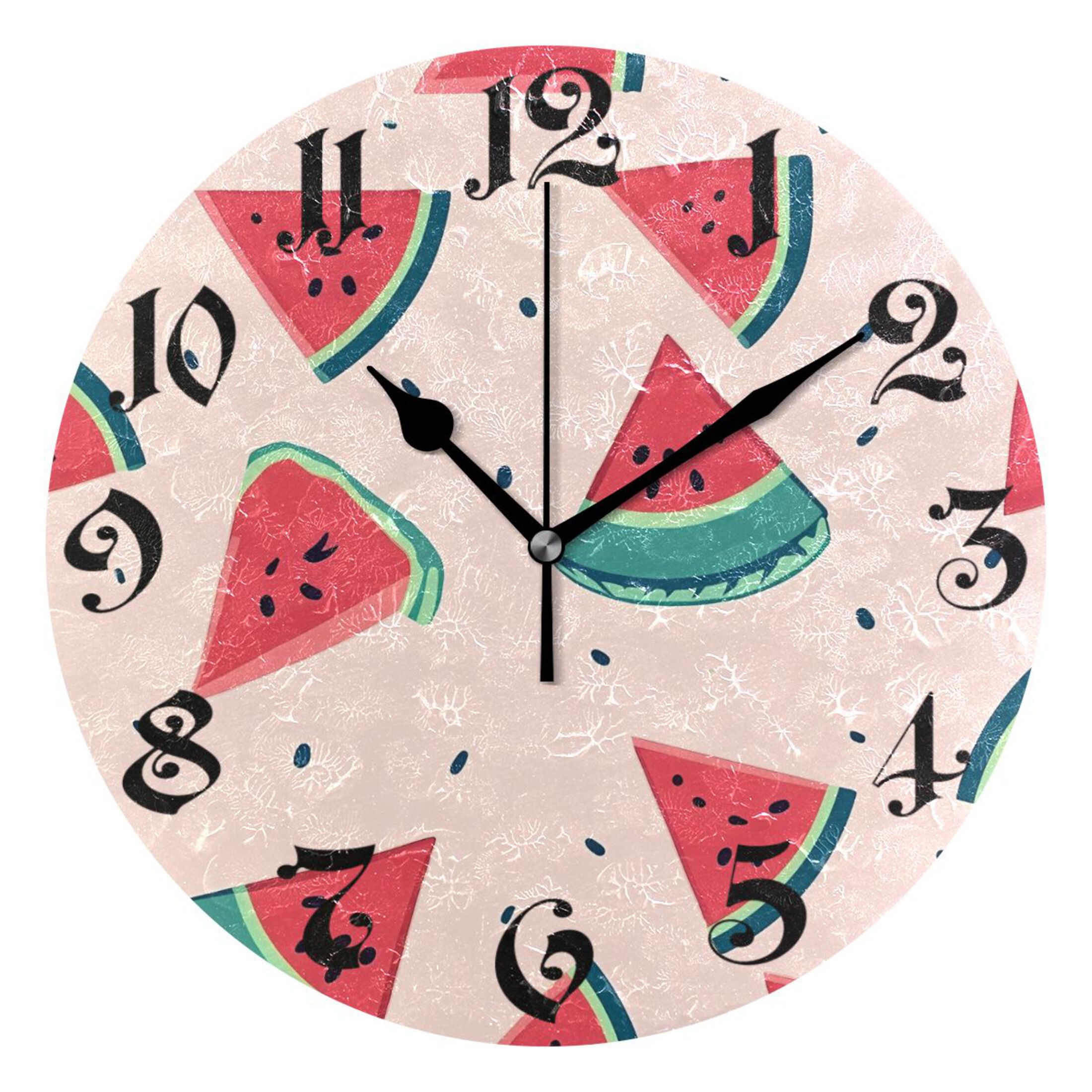 Wall Clock 10 Inch Silent Non-Ticking 8 Watermelons Fruits Battery ...