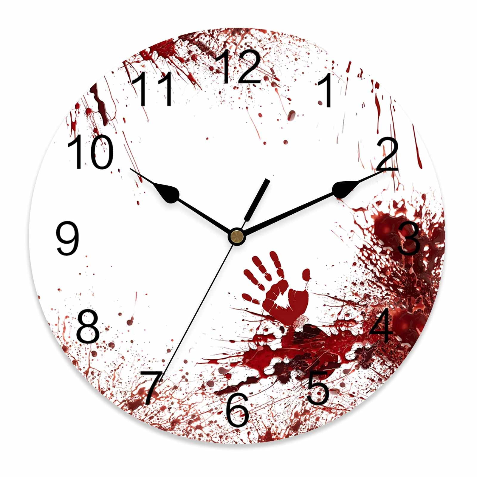 Wall Clock 10 Inch Spooky Blood Hand Halloween Round Silent Decorative ...