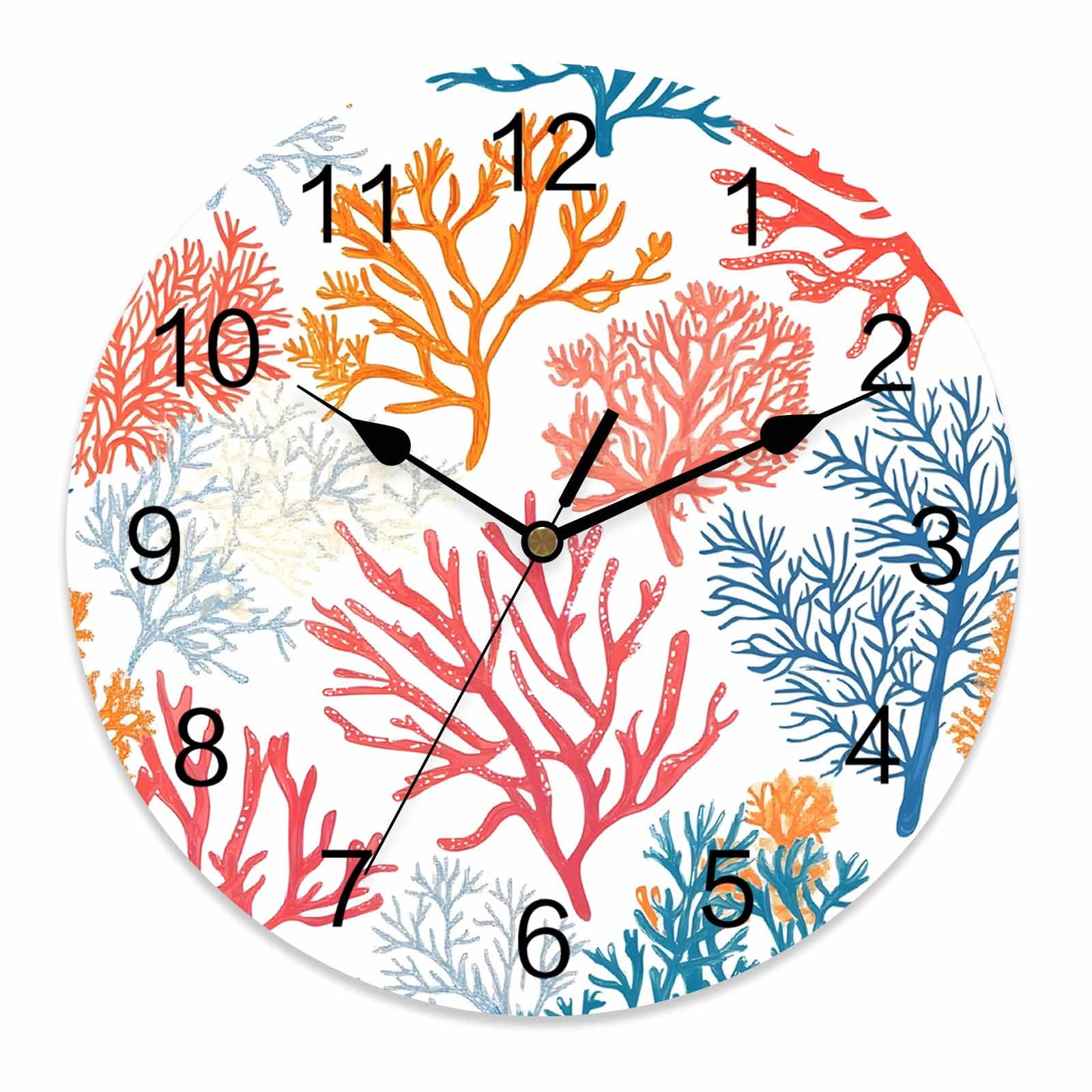 Wall Clock 10 Inch Tropical Summer Round Silent Decorative Wall Clocks ...