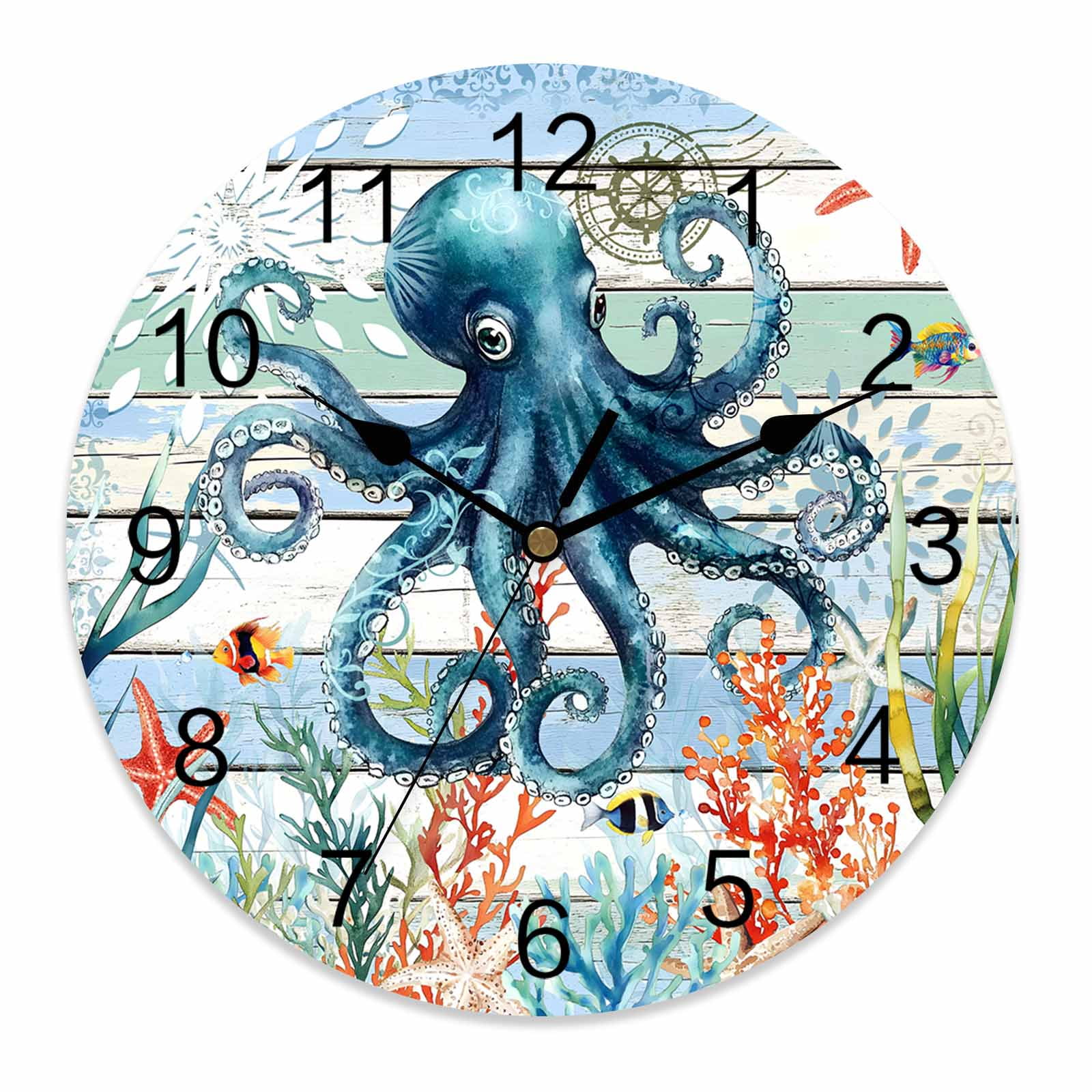 Wall Clock 10 Inch Vintage Coastal Round Silent Decorative Wall Clocks ...