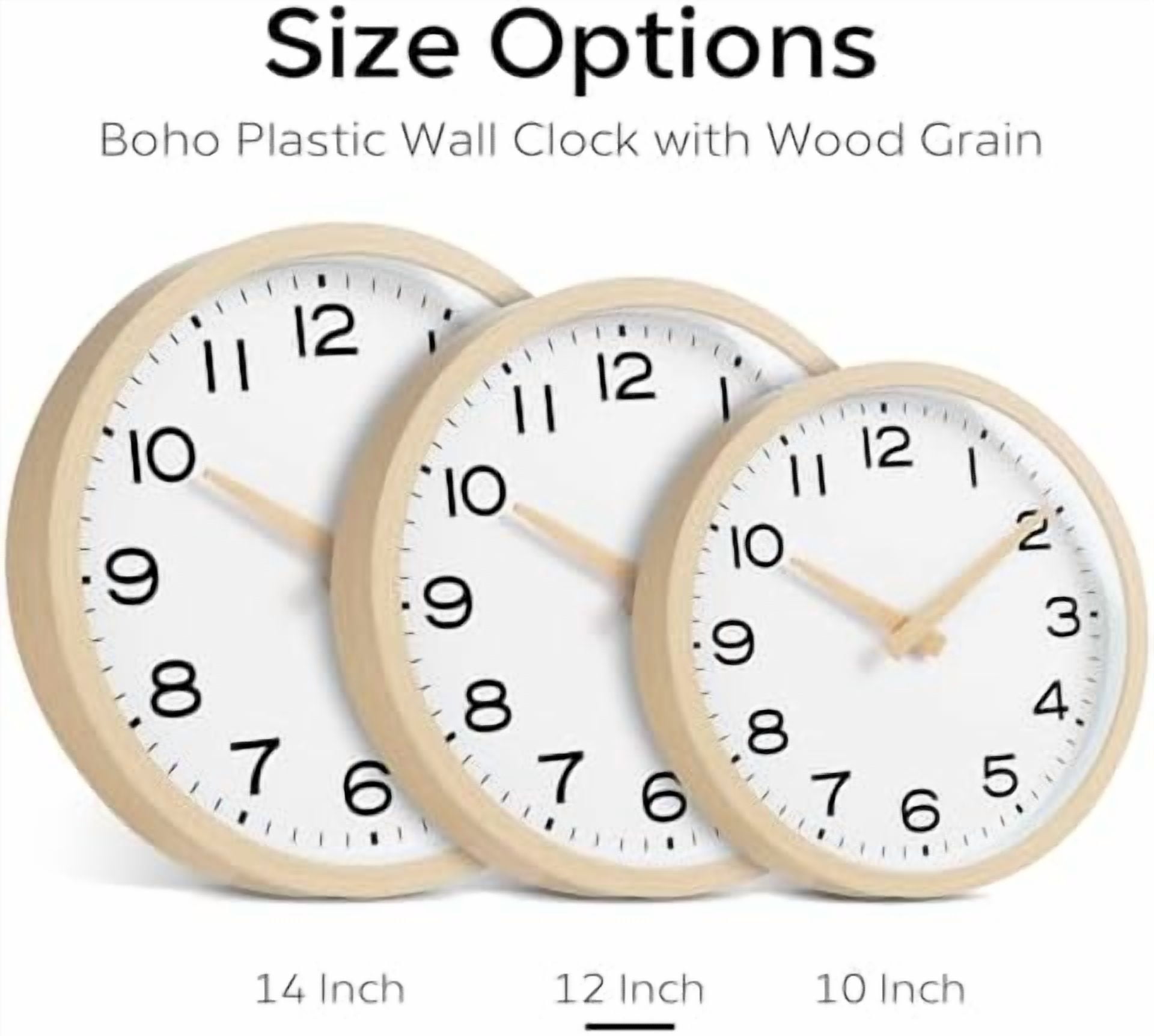 Wall Clock 12 Inch,Boho Office Wall Clocks Battery Operated Non Ticking ...
