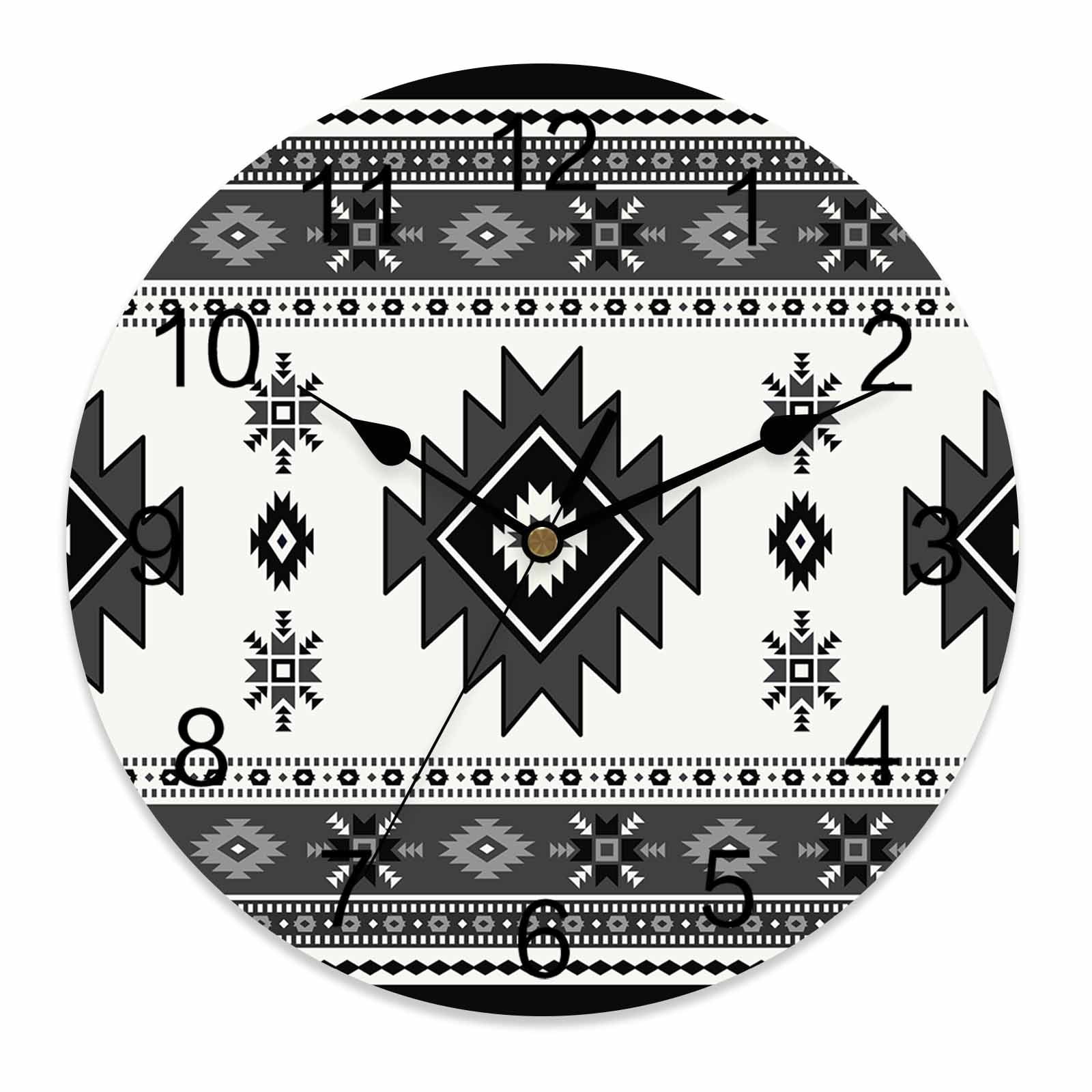 Wall Clock 12 Inch Boho Round Silent Decorative Wall Clocks Battery ...