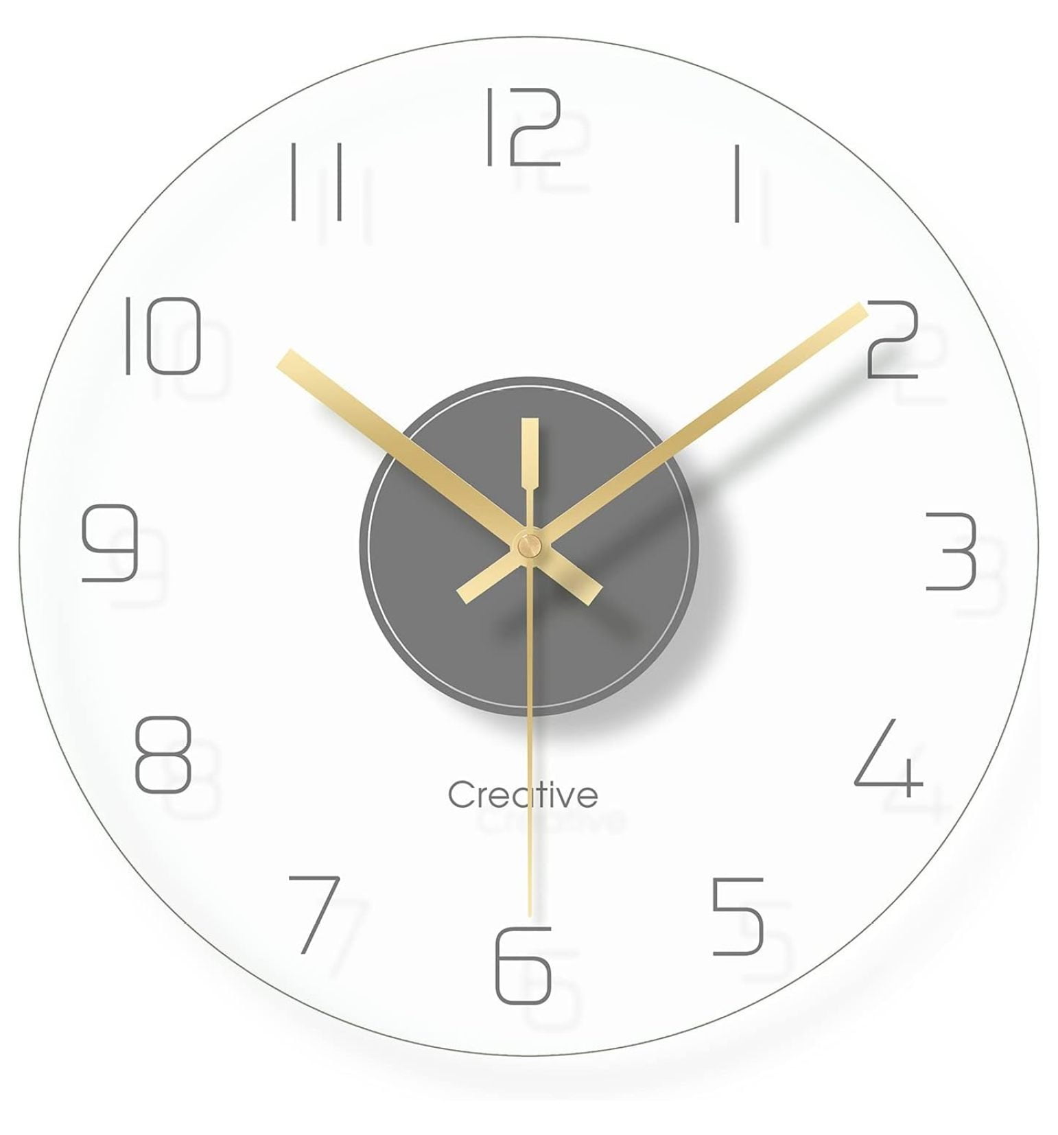 Wall Clock 12 Inch Clear Glass Wall Clocks Non-Ticking Battery Operated ...