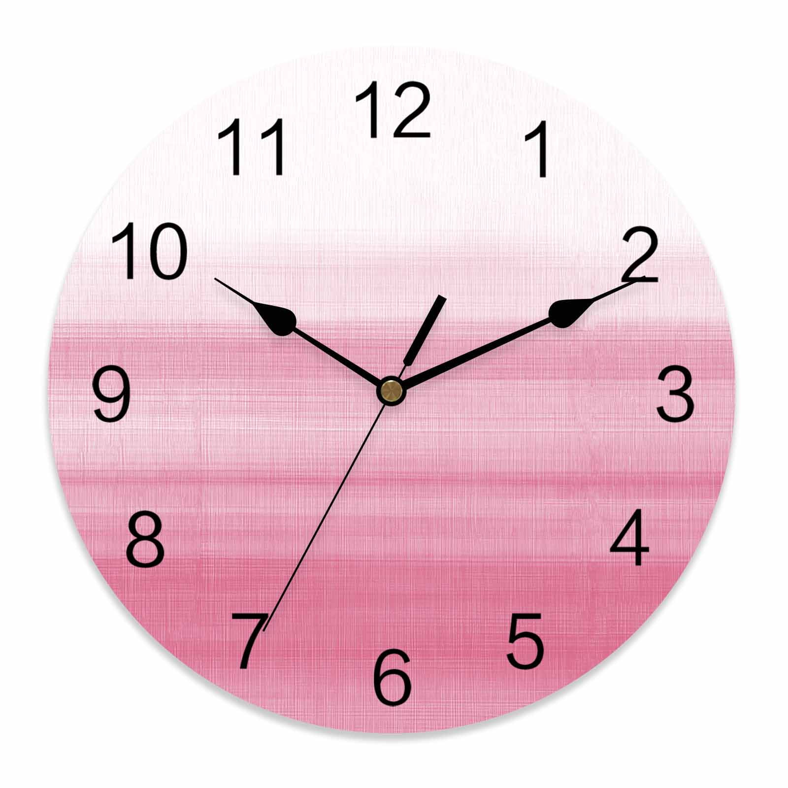 Wall Clock 12 Inch Pink White Round Silent Decorative Wall Clocks ...