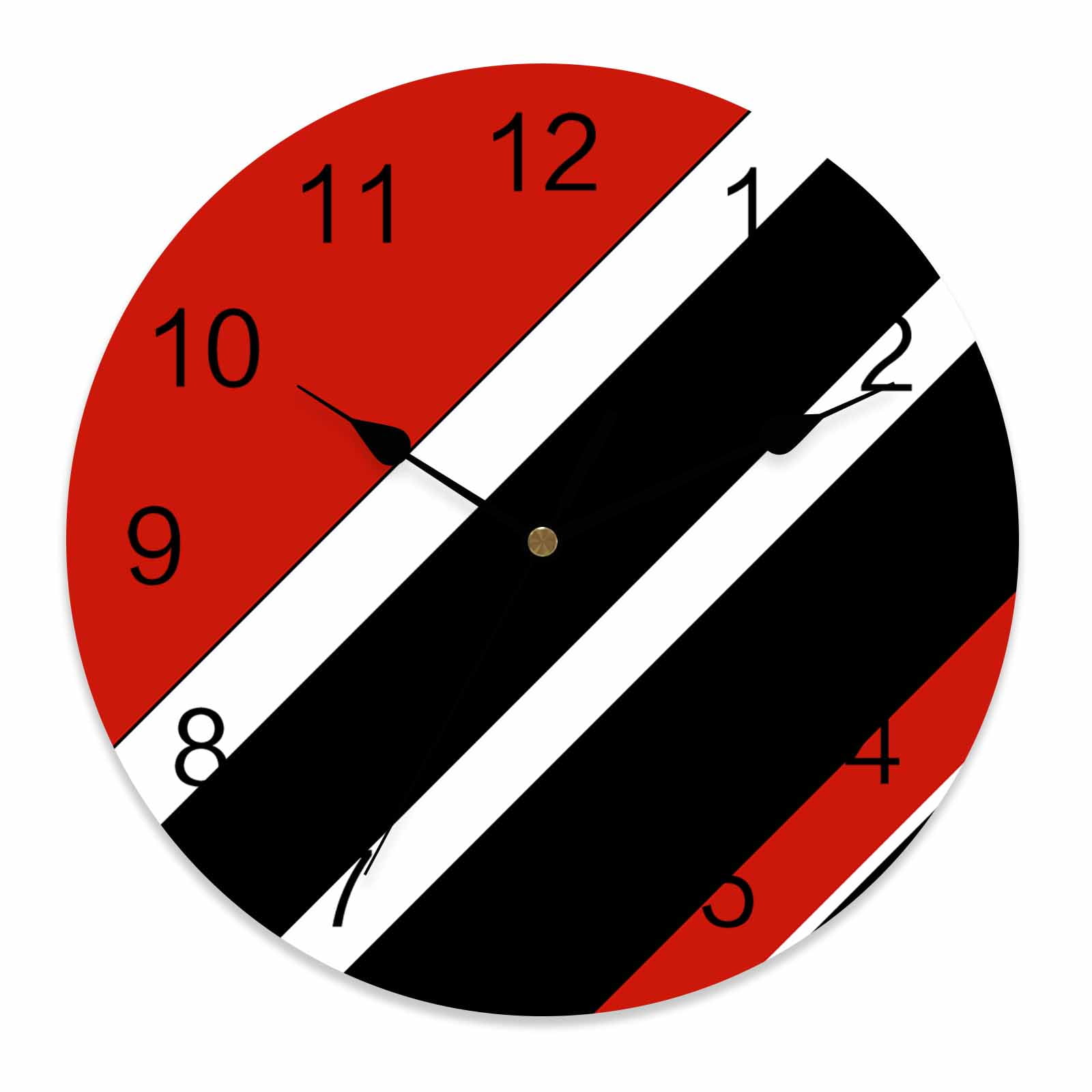 Wall Clock 12 Inch Red Black Lines Round Silent Decorative Wall Clocks ...