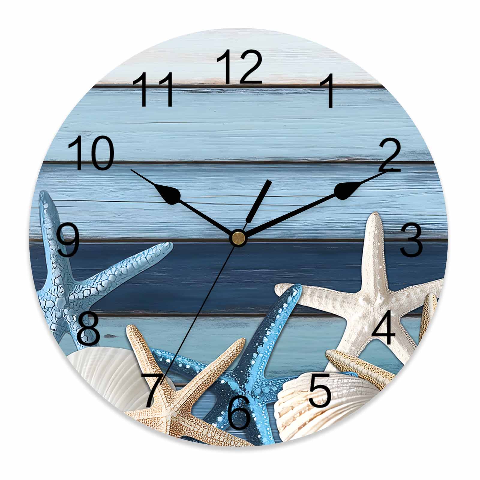 Wall Clock 12 Inch Vintage Coastal Round Silent Decorative Wall Clocks ...