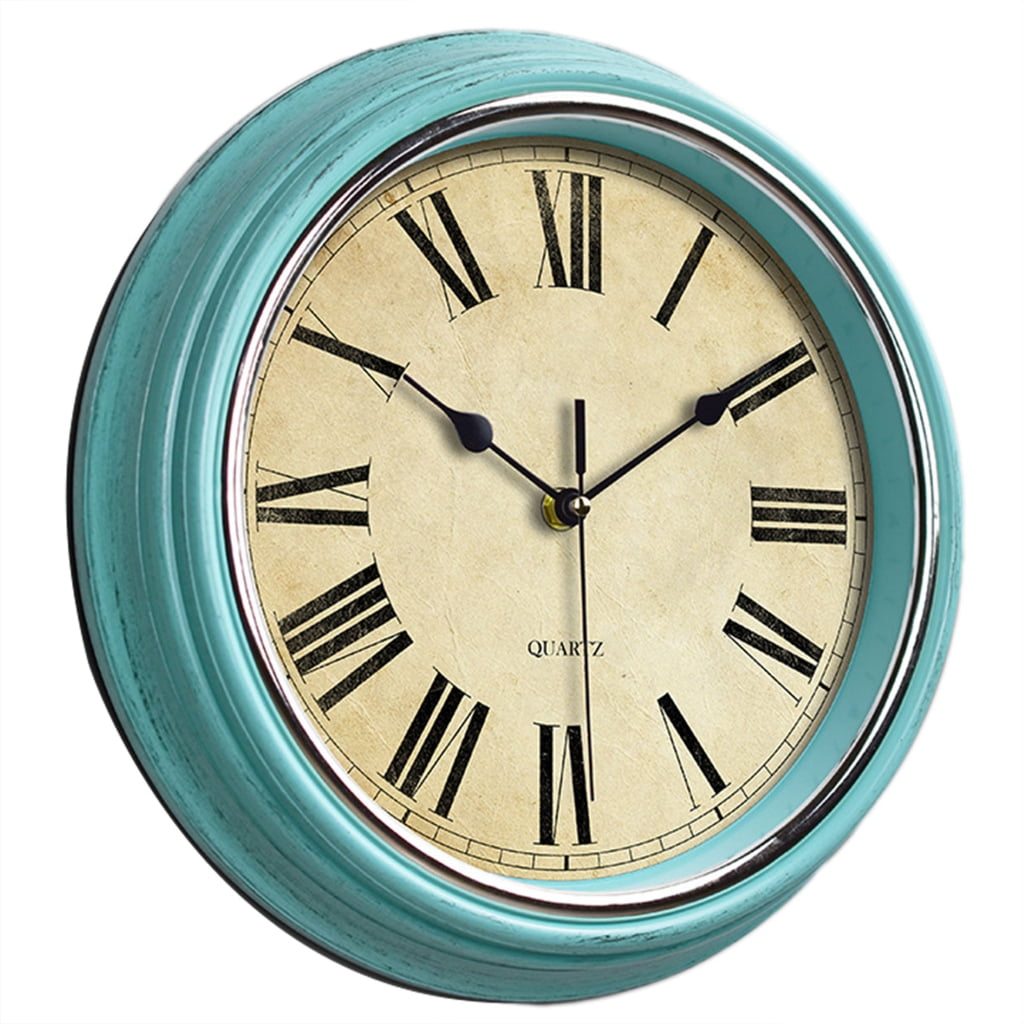 Wall Clock, 12'' Stylish Ticking Clocks Easy to Read Roman/Arabic ...