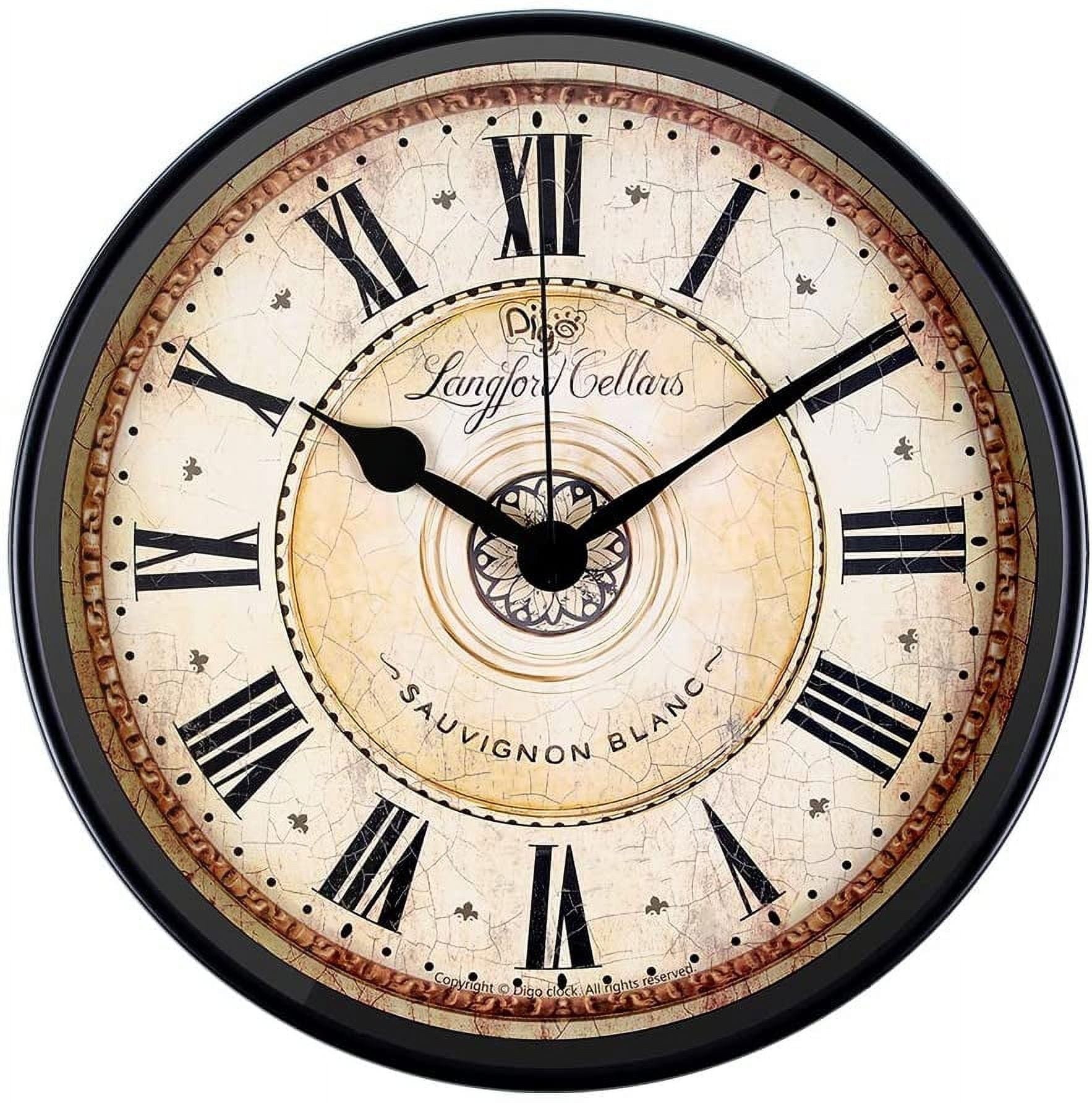 Wall Clock, 12 inch Metal Black Wall Clock European Style Retro Vintage ...