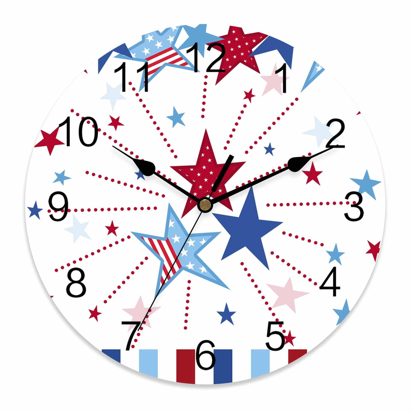 Wall Clock 14 Inch 4th of July Round Silent Decorative Wall Clocks ...