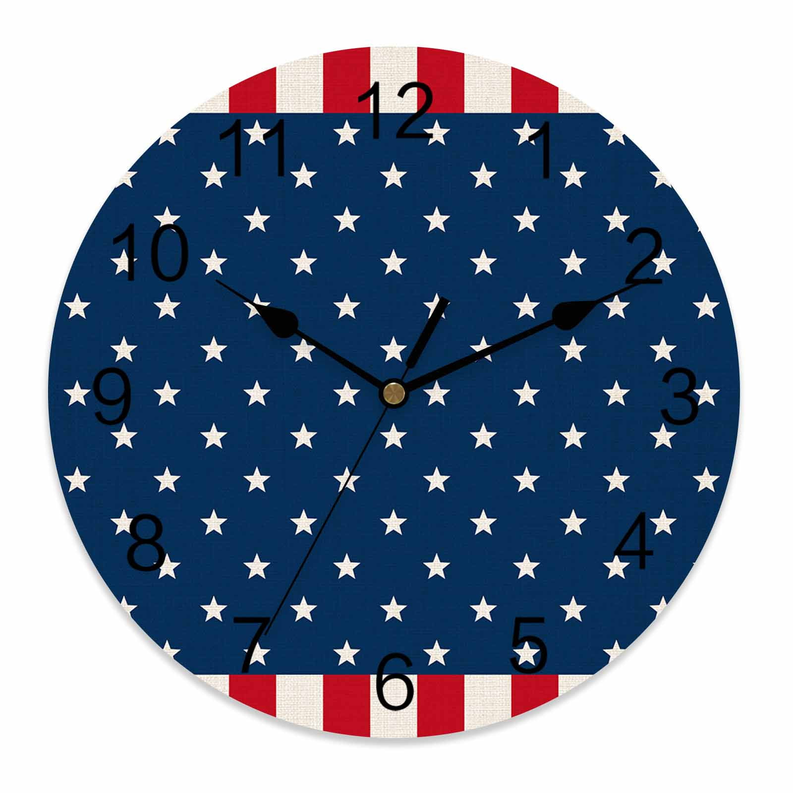 Wall Clock 14 Inch 4th of July Round Silent Decorative Wall Clocks ...