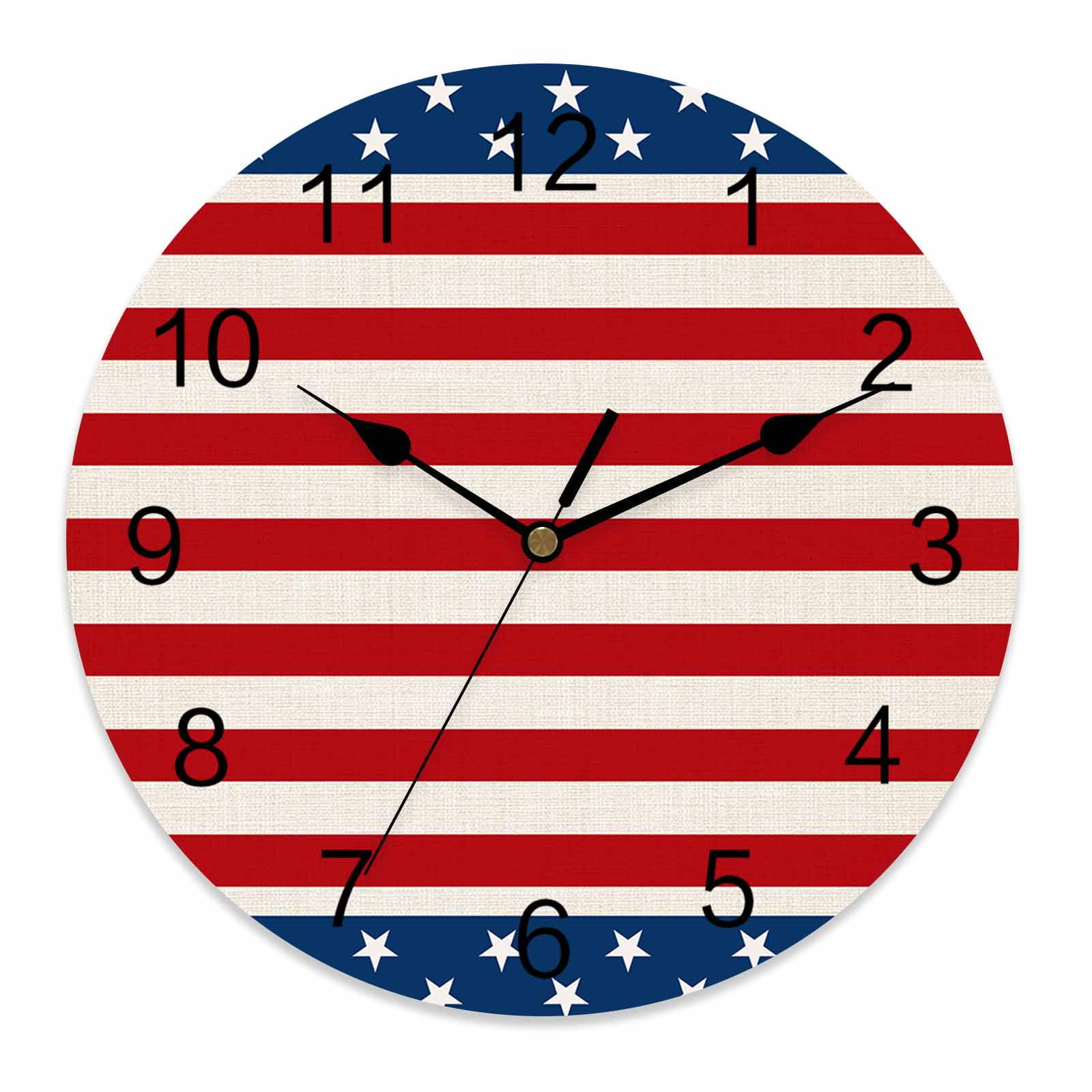Wall Clock 14 Inch 4th of July Round Silent Decorative Wall Clocks ...