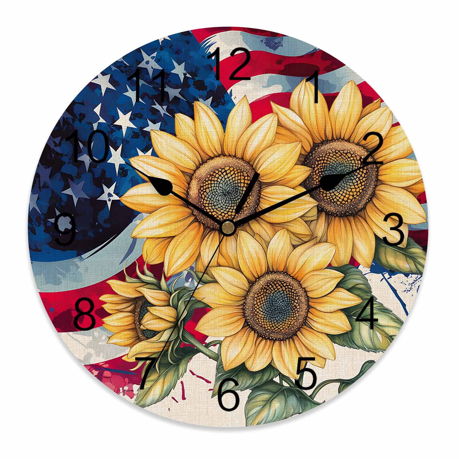 Wall Clock 14 Inch 4th of July Round Silent Decorative Wall Clocks ...