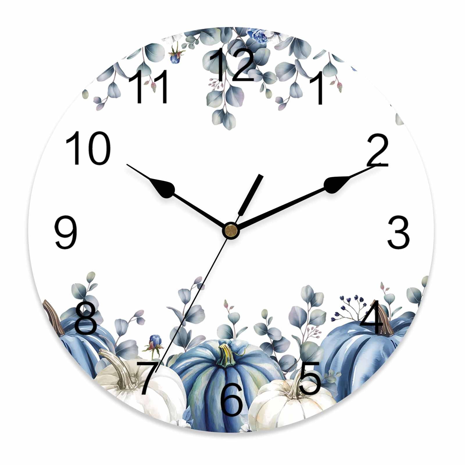 Wall Clock 14 Inch Fall Thanksgiving Round Silent Decorative Wall ...