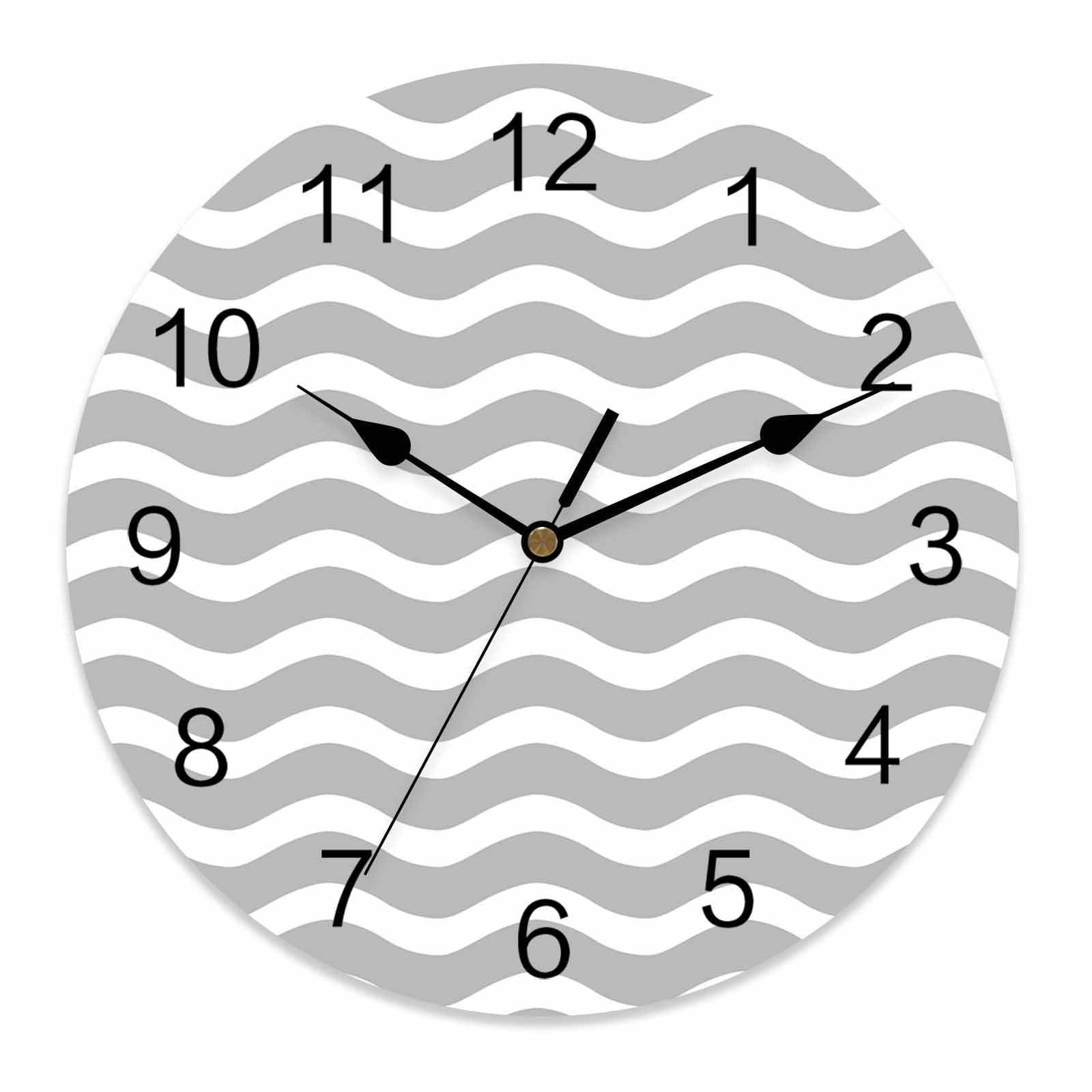 Wall Clock 14 Inch Geometric Striped Pattern Round Silent Decorative ...