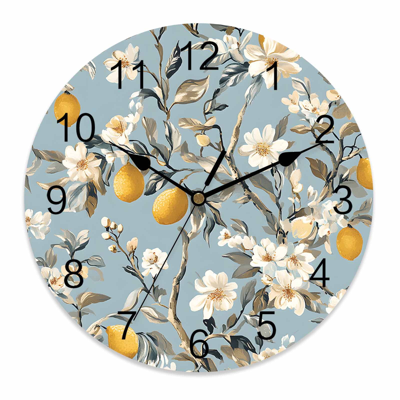 Wall Clock 14 Inch Tropical Fruit Round Silent Decorative Wall Clocks ...