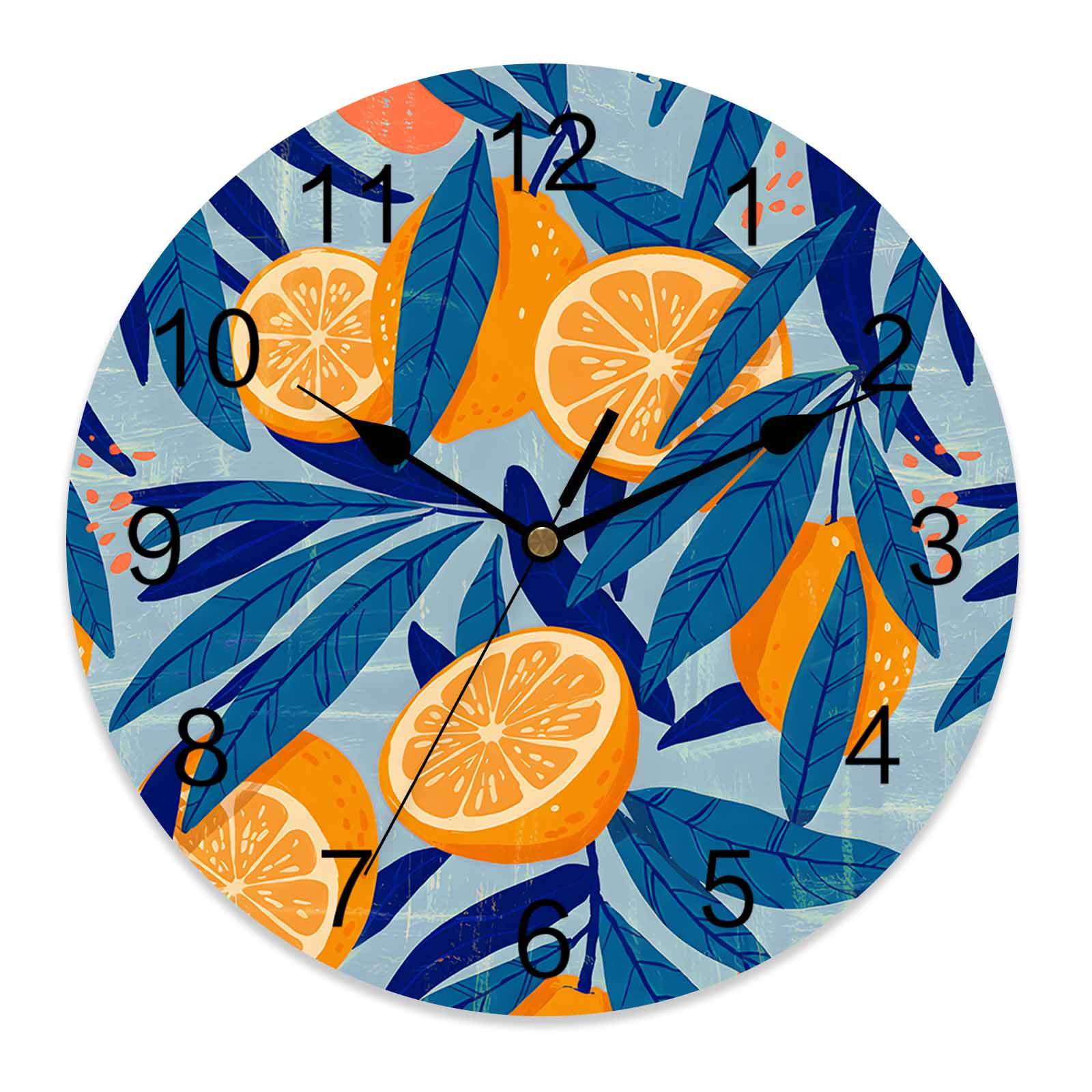 Wall Clock 14 Inch Tropical Round Silent Decorative Wall Clocks Battery ...