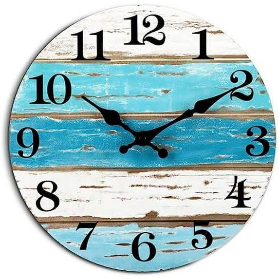 Wall Clock, 18 Inch Beach Wall Clocks Battery Operated, Coastal Ocean ...