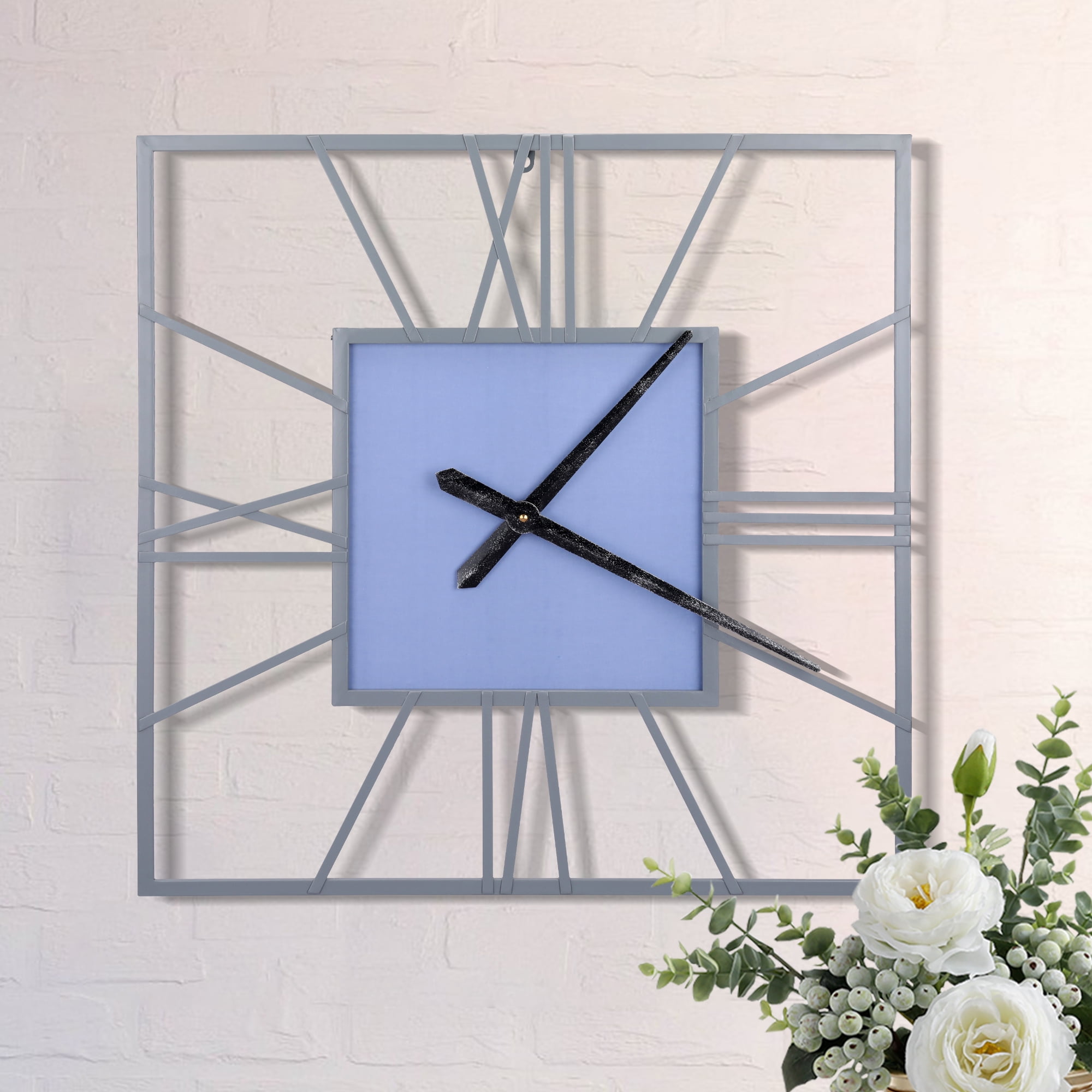 Wall Clock 24 Inch Square Large Modern Wall Clock Pointer & Roman ...