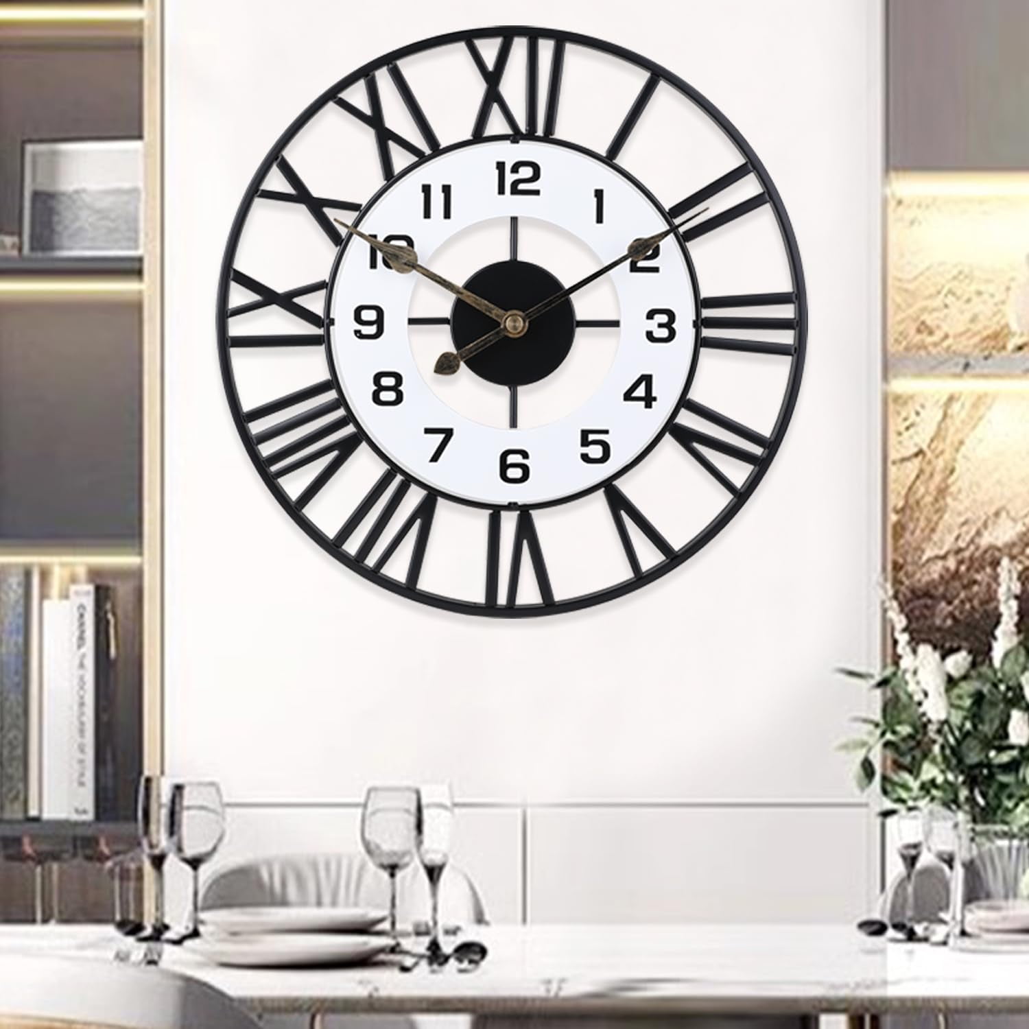 Wall Clock,24inch Metal Decorative Wall Clocks,Silent Non-Ticking ...