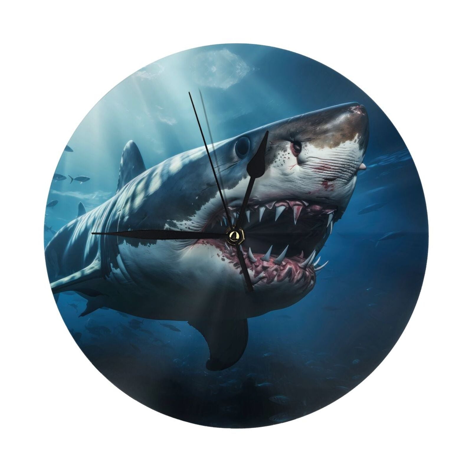 Wall Clock, 3D Realistic Shark Wall Clocks Battery Operated Silent ...