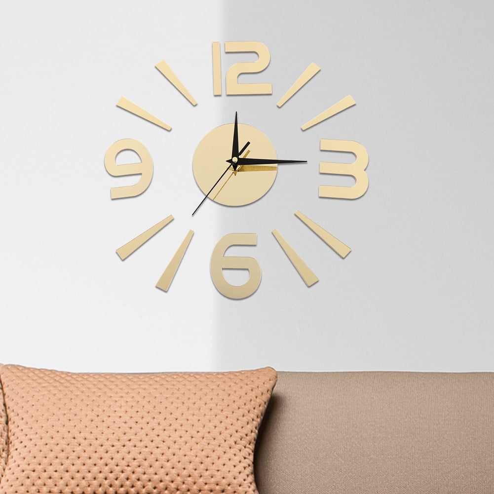 Wall Clock 3D Sticker Big Watch Decor DIY Wall Modern Home Office Room ...