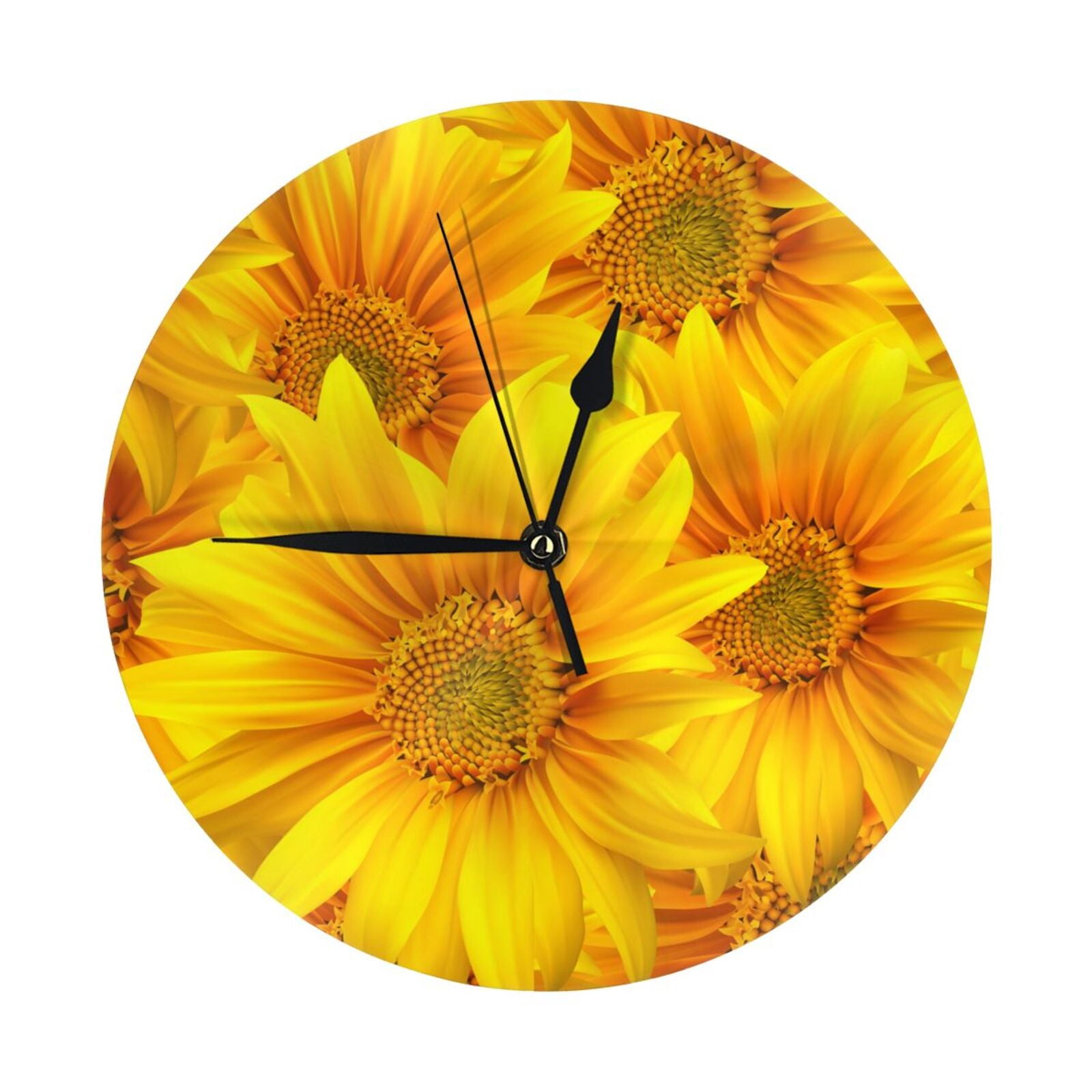 Wall Clock 3D Sunflowers Wall Clocks Battery Operated, Modern Wall ...
