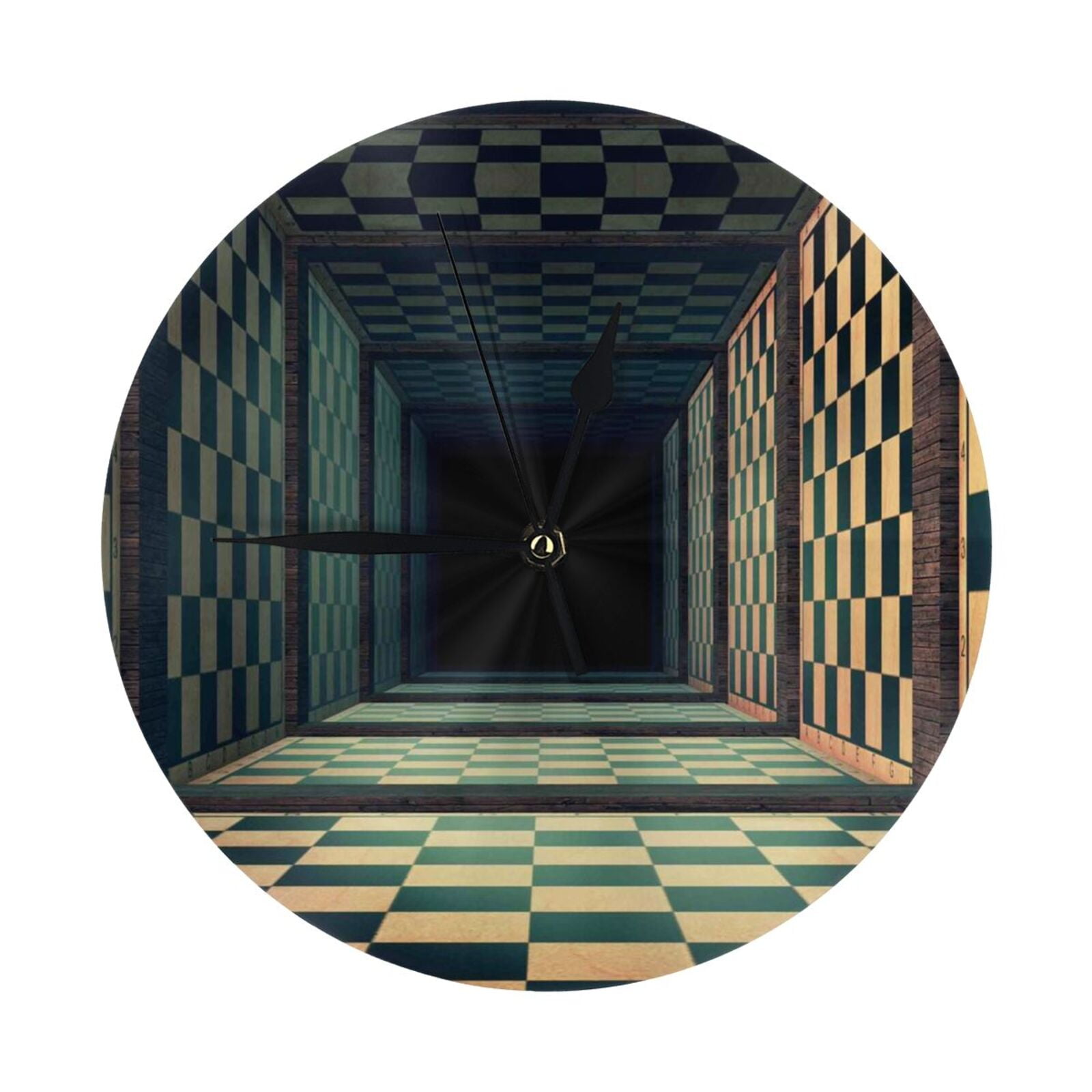 Wall Clock, 3d Abstract Chess Board Wall Clocks Battery Operated Silent ...