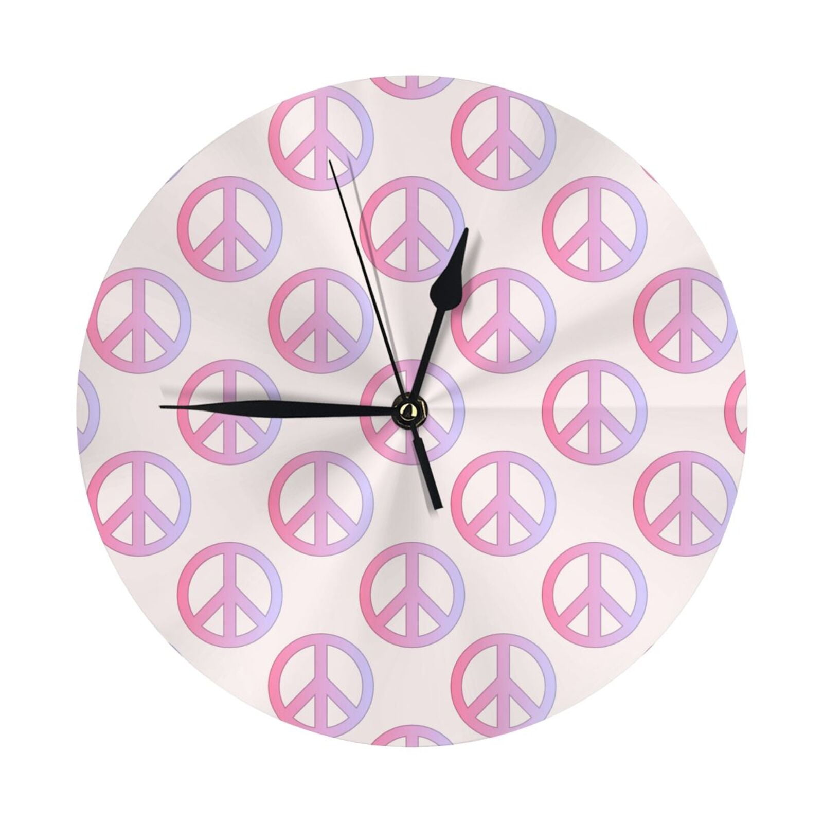 Wall Clock, 90s Style Peace sign Retro Wall Clocks Battery Operated ...