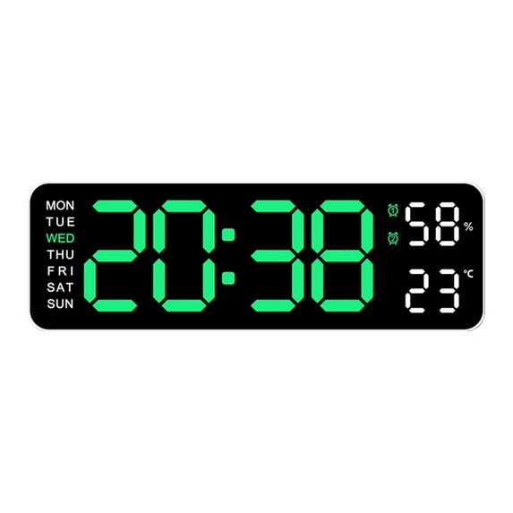 Wall Clock, 9Inch LED Alarm Clock with Big Screen Calendar and ...