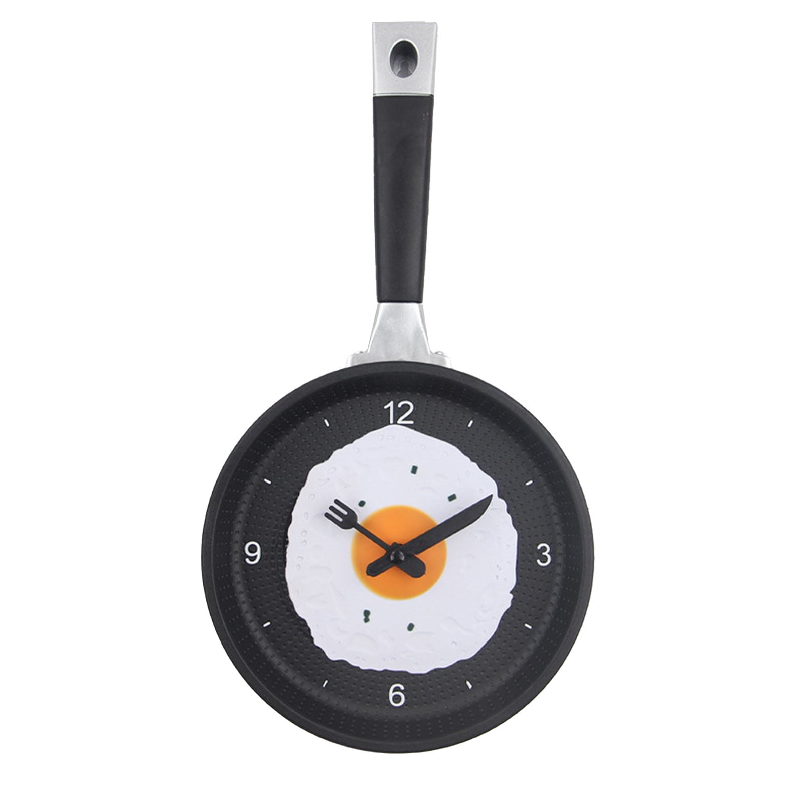 Wall Clock ABS Fried Egg Frying Pan Shape Silent Battery Operated Wall ...